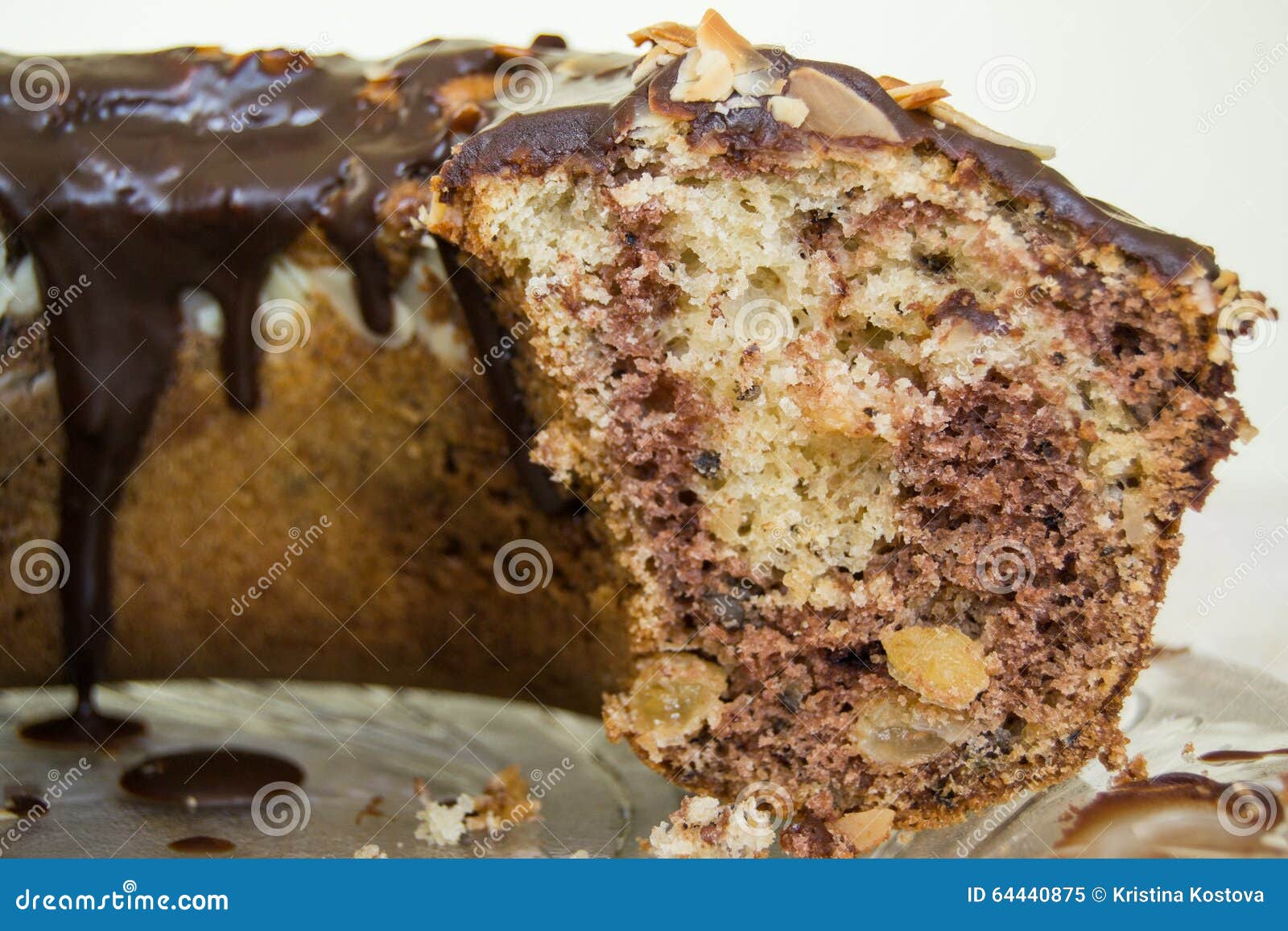 Chocolate Cake with Chocolate Dripping from the Top Stock Image - Image ...