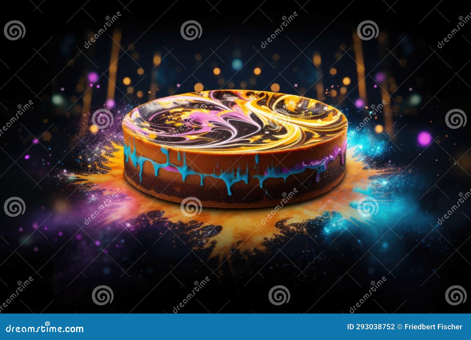 A Chocolate Cake Covered in Icing on a Table Stock Illustration ...