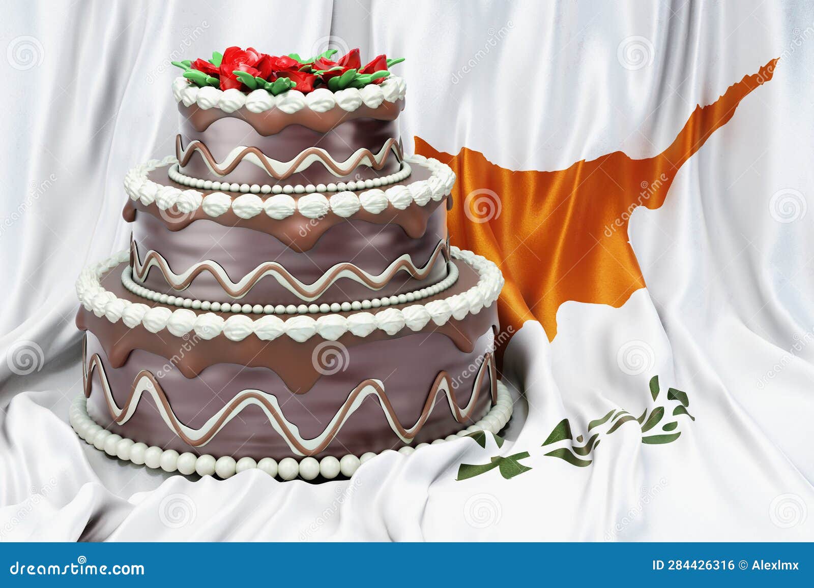 Chocolate Cake on the Cypriot Flag Background, 3D Rendering Stock ...