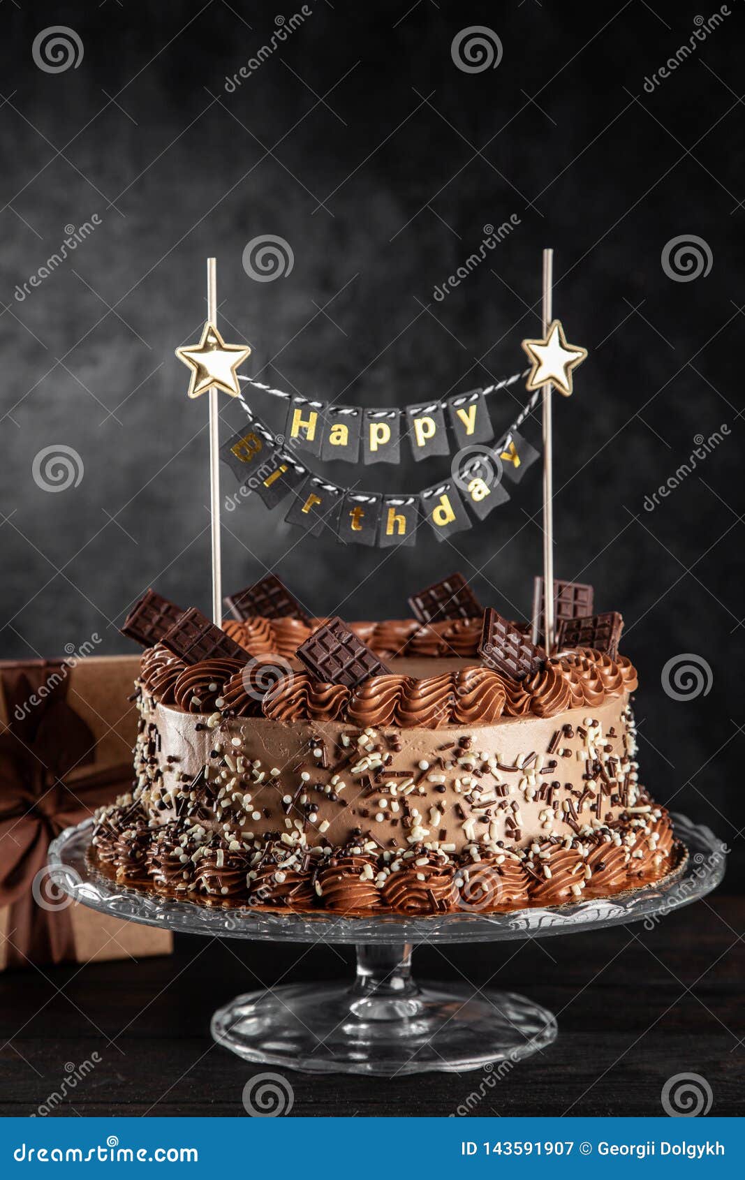 Chocolate Cake on Dark Background Stock Image - Image of delicious ...