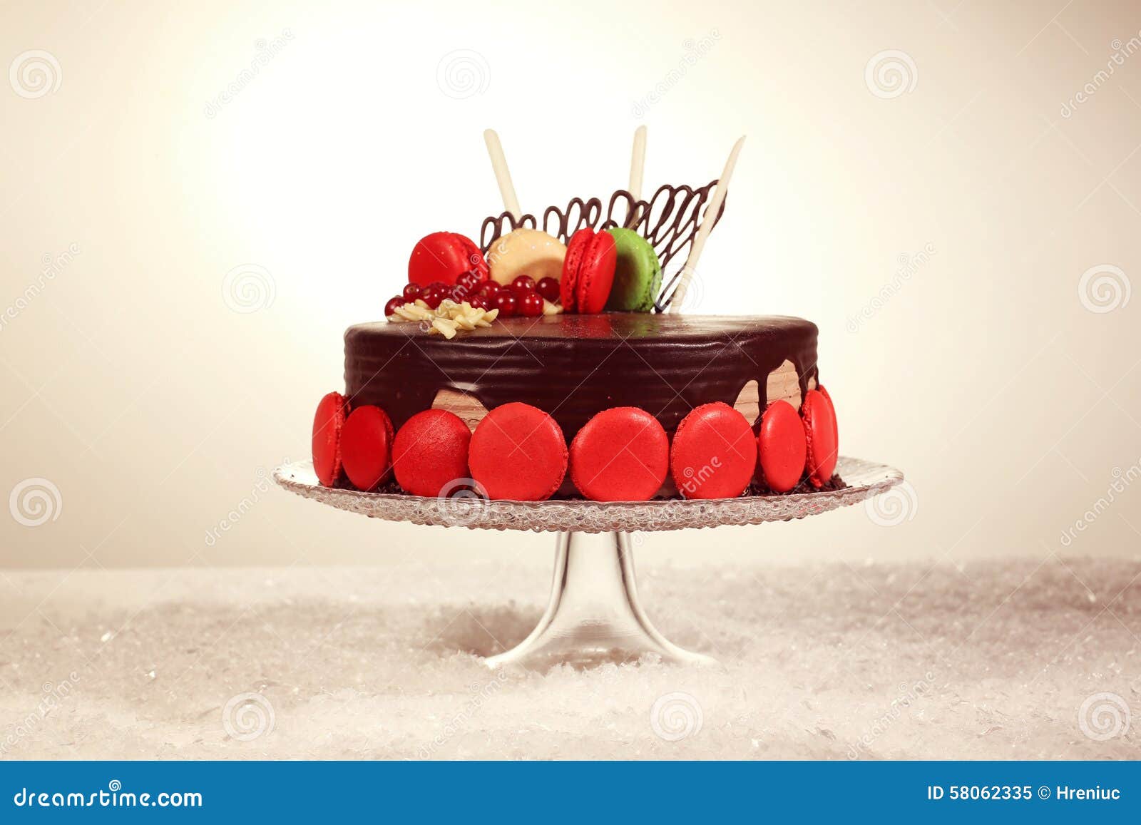 Chocolate Cake Decorated with Macaroons Stock Image - Image of colorful ...