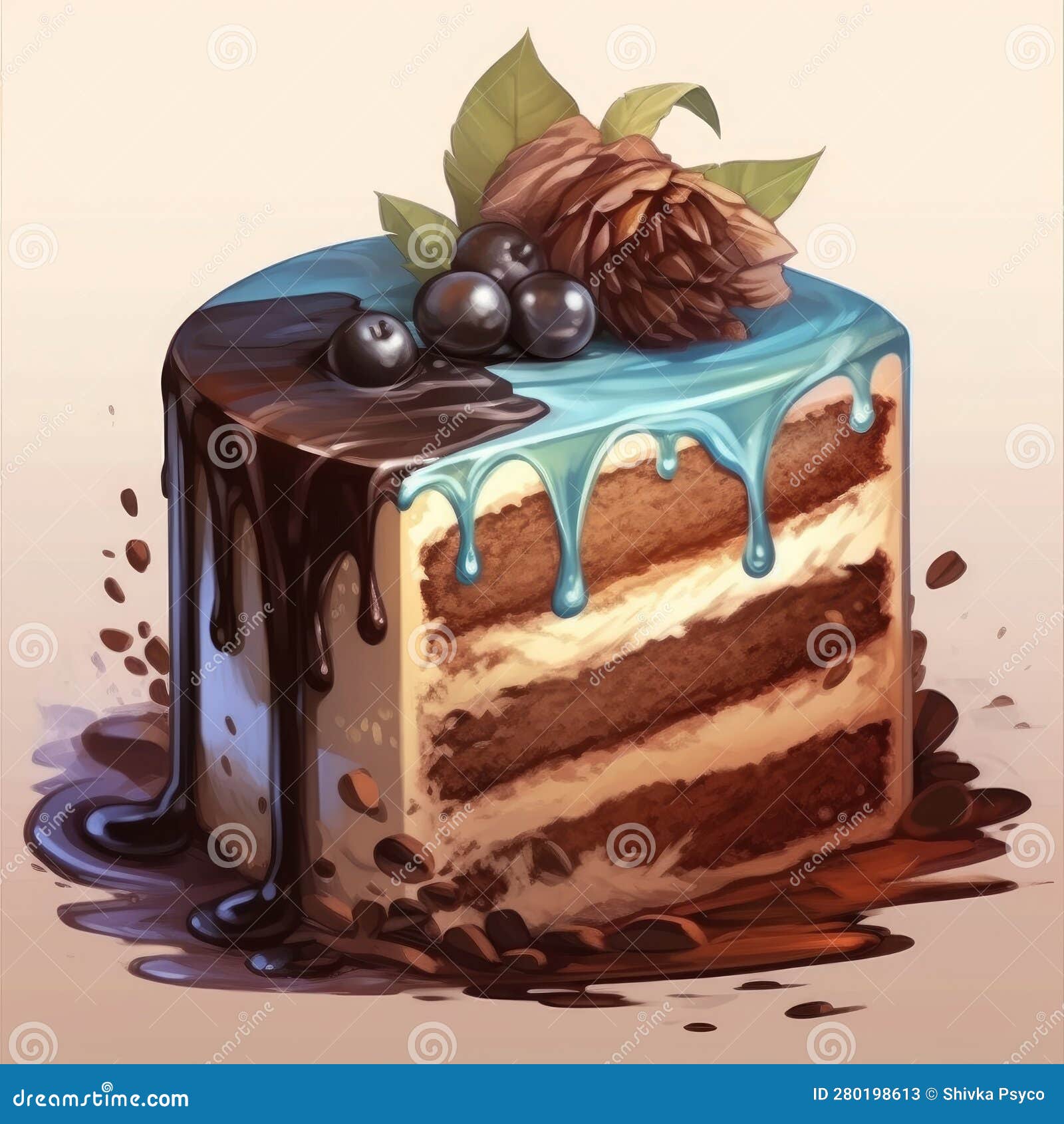Chocolate Cake Dribble Ripe Cake Generative AI Stock Illustration ...
