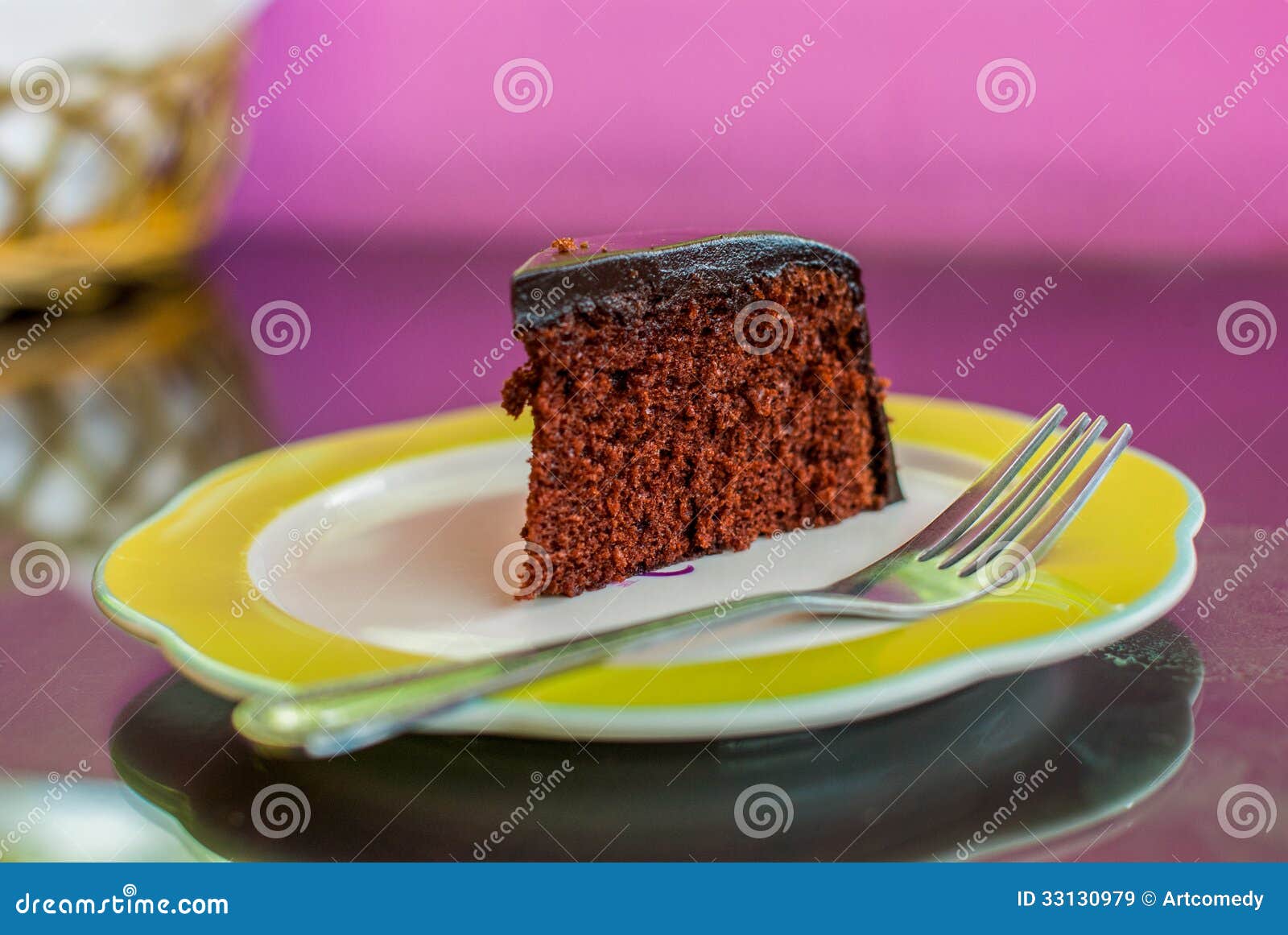 Chocolate cake with a fork stock image. Image of calorie - 33130979