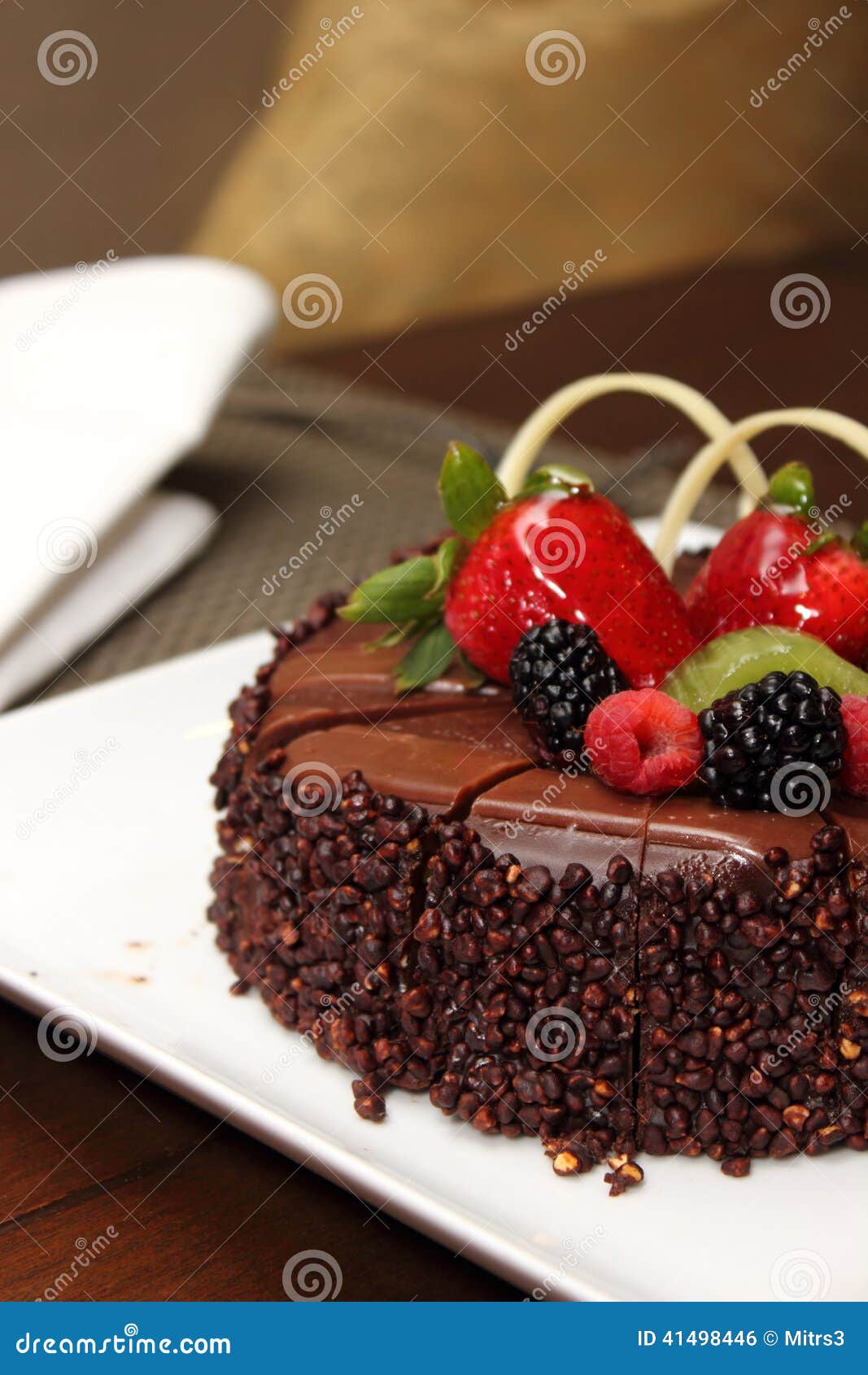 Chocolate Cake with Fresh Fruit Decoration. Stock Photo - Image of ...