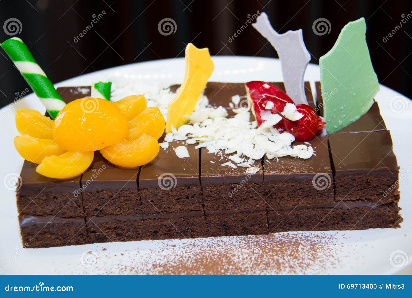 Chocolate Cake with Fruit Topping. Stock Photo - Image of meal, fudge ...