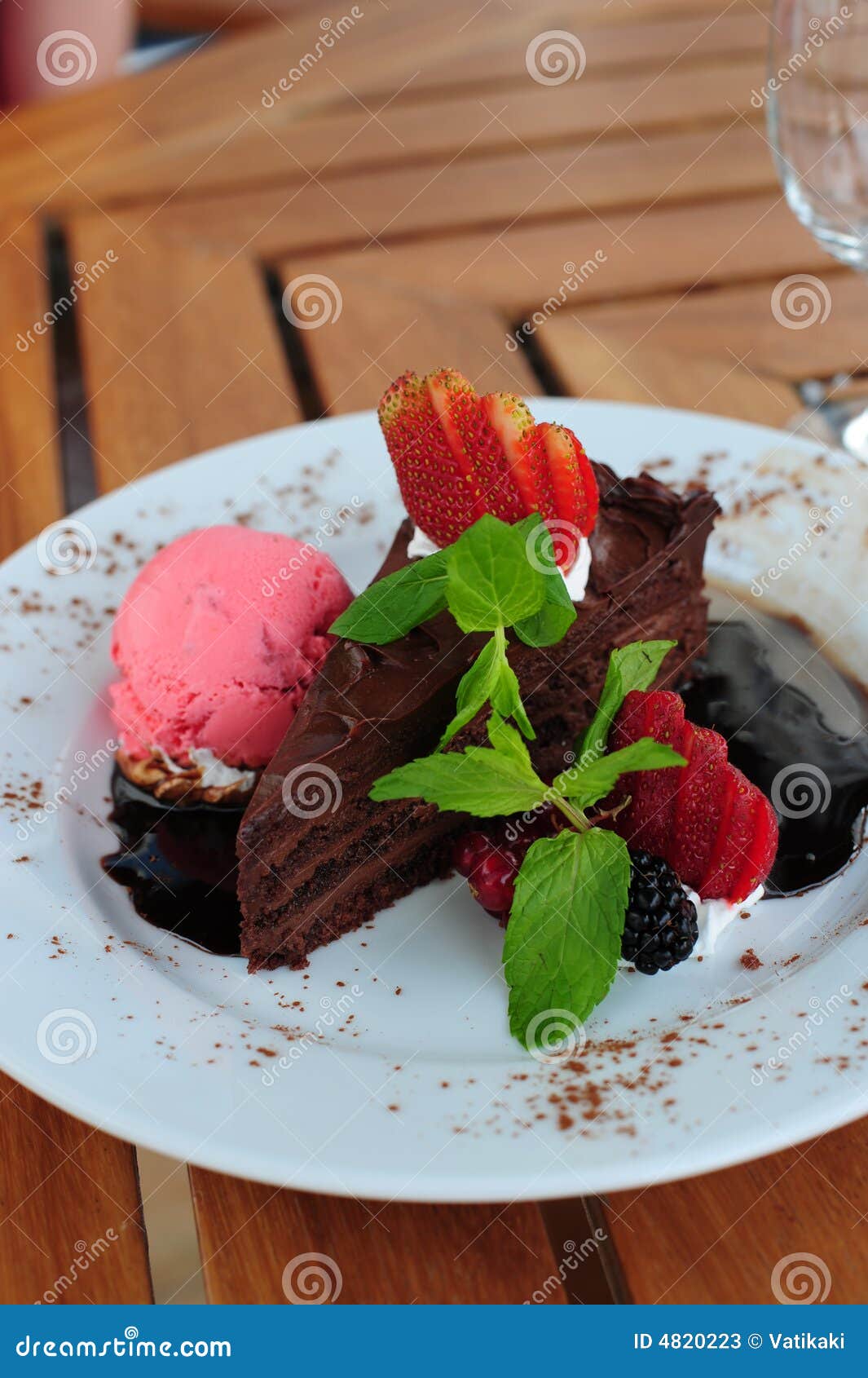 Chocolate Cake with Garnish Stock Image - Image of creamy, sauce: 4820223