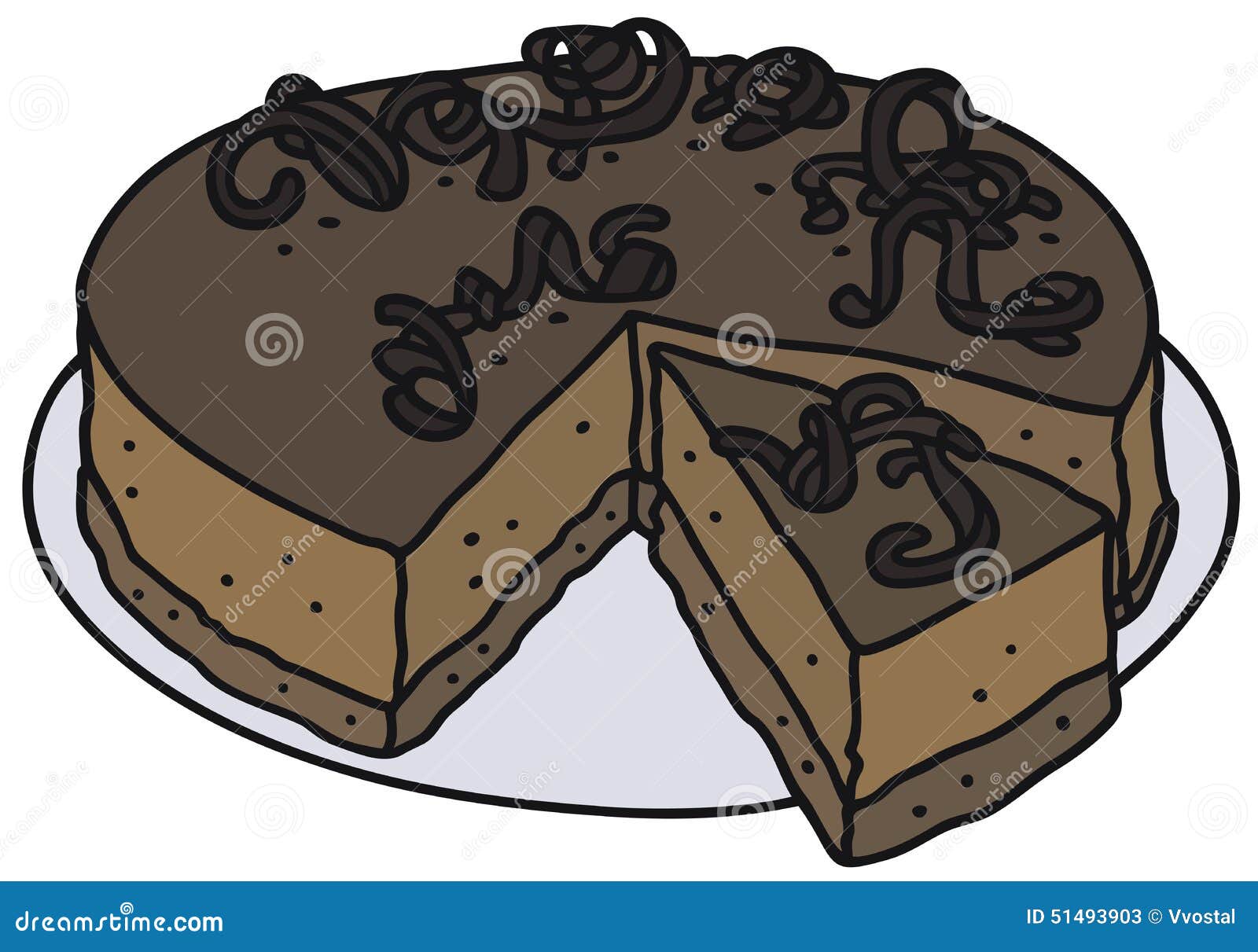 Chocolate cake stock vector. Illustration of birth, dessert - 51493903