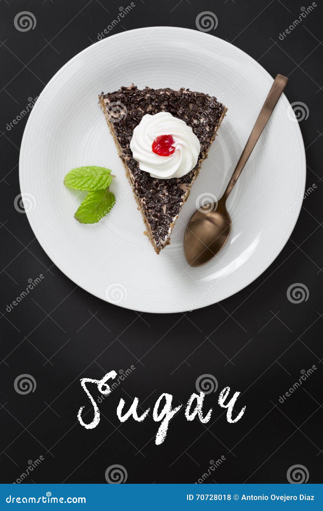 Chocolate Cake with Hand Lettering Text Written Chalkboard. Sugar Stock ...