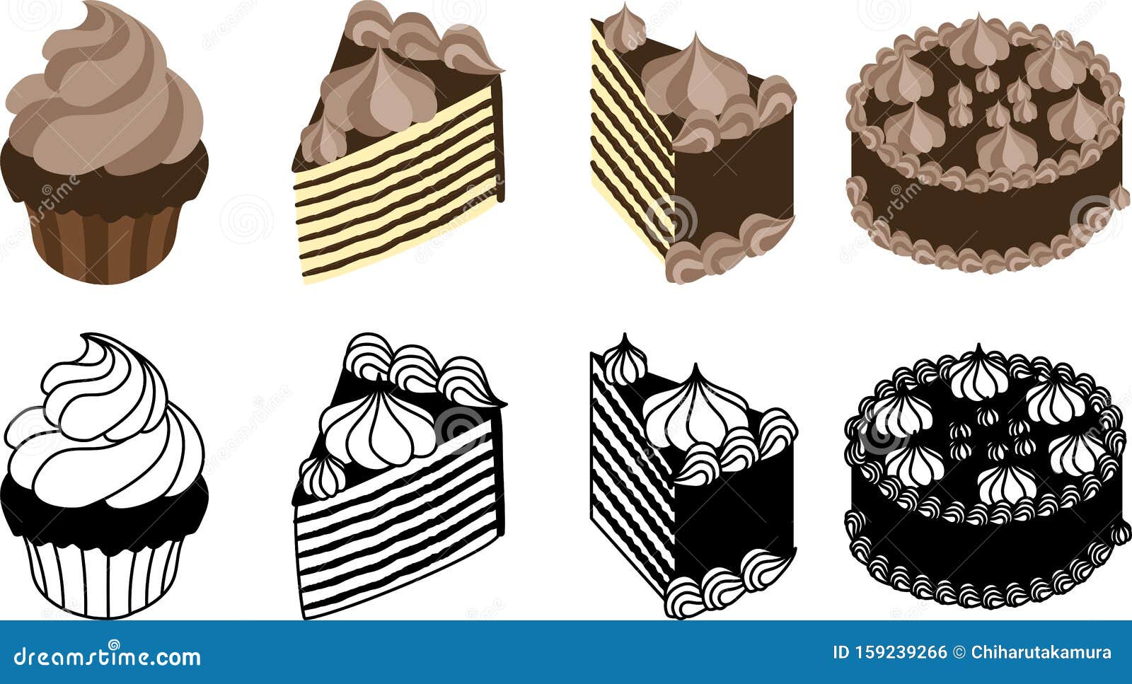 The chocolate cake icons stock vector. Illustration of item - 159239266