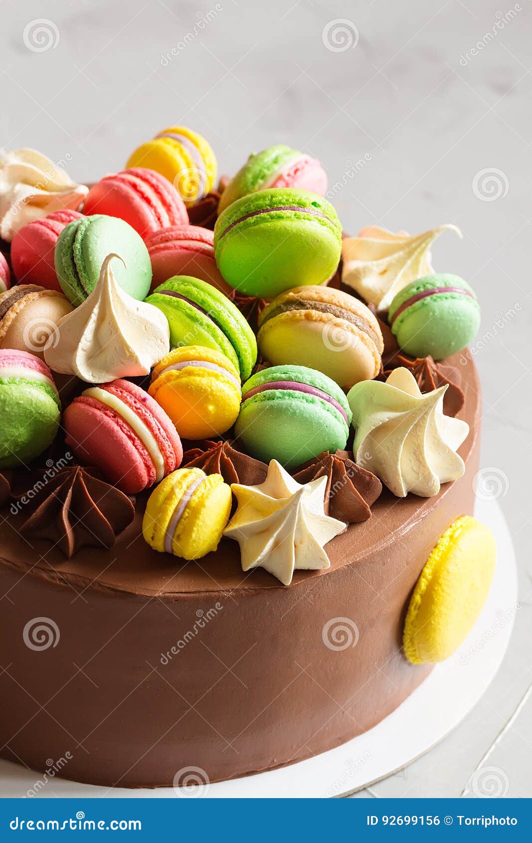 Chocolate Cake with Macaroons Stock Photo - Image of baking, cooking ...