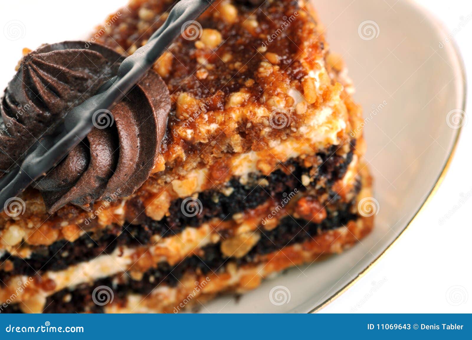Chocolate cake with nuts stock image. Image of selective - 11069643