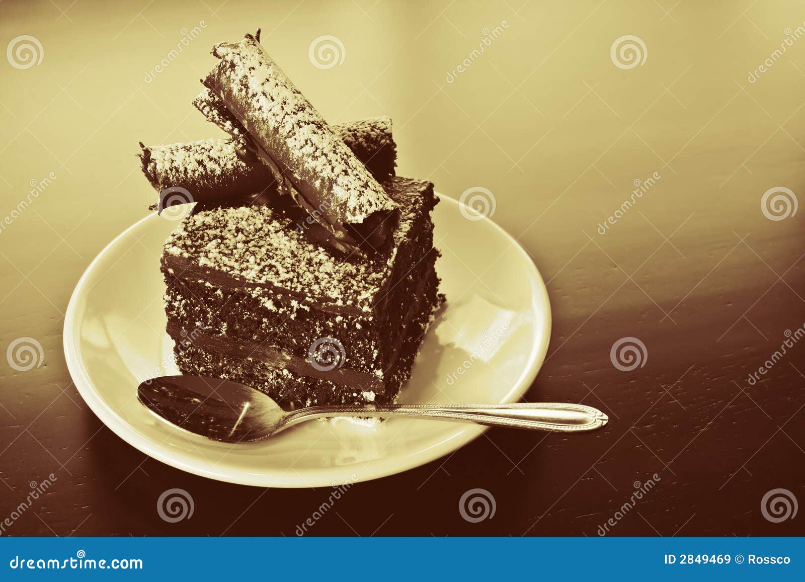 Chocolate cake on plate stock image. Image of piece, delicious - 2849469
