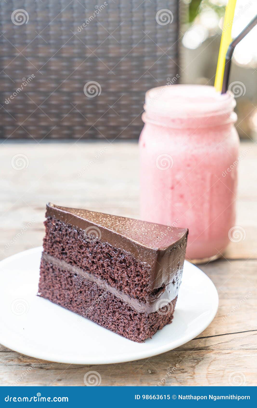 Chocolate cake on plate stock image. Image of black, creamy - 98663615