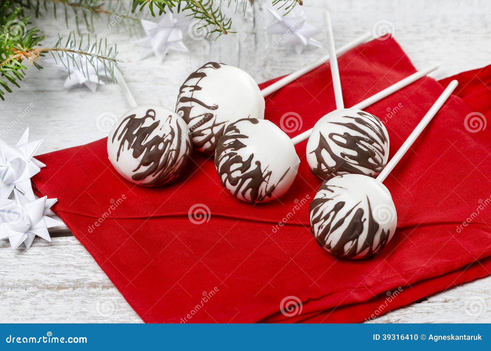 Chocolate Cake Pops in Christmas Setting Stock Photo - Image of ...