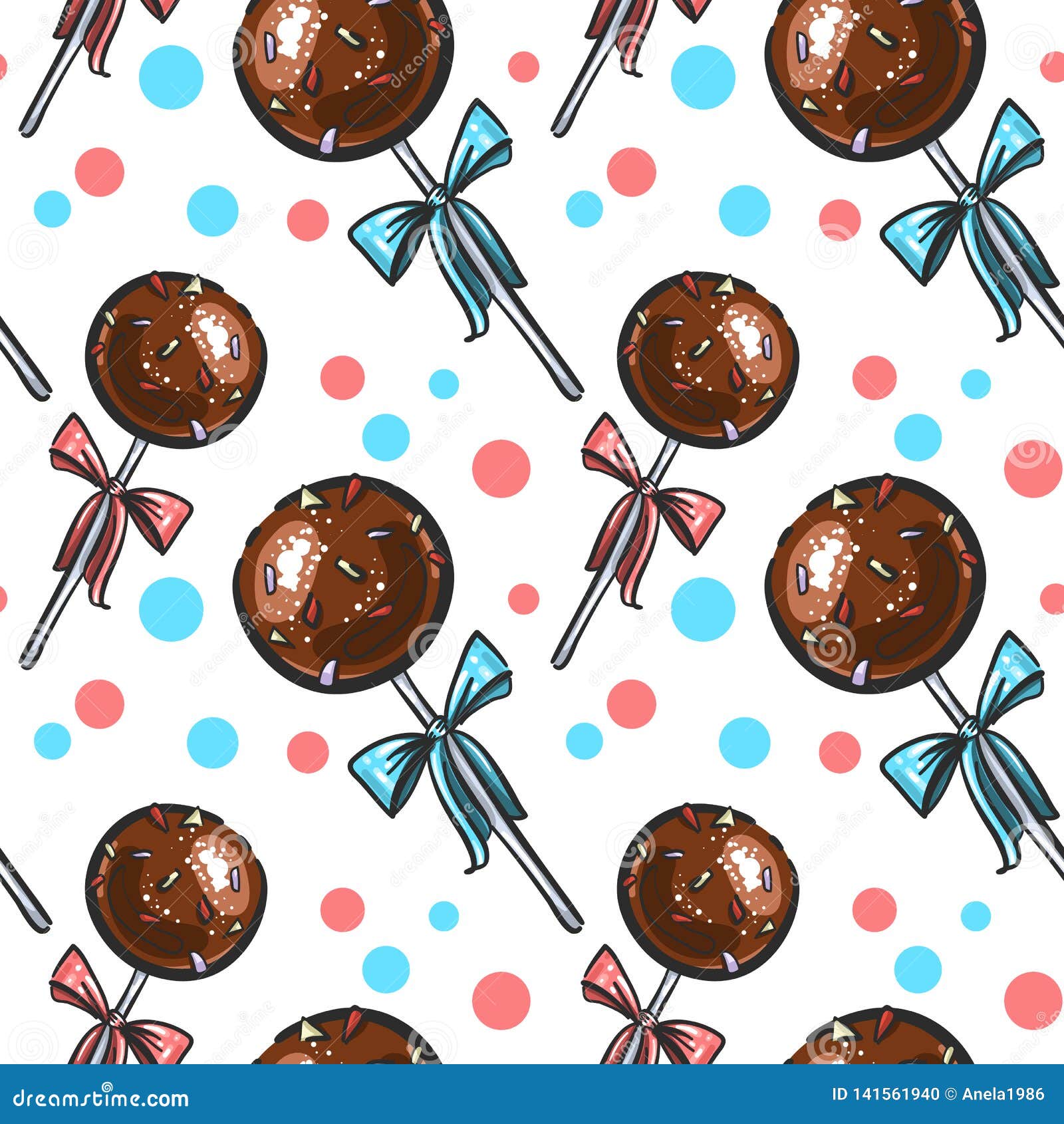 Chocolate Cake Pops Illustration Seamless Vector Pattern Stock Vector ...