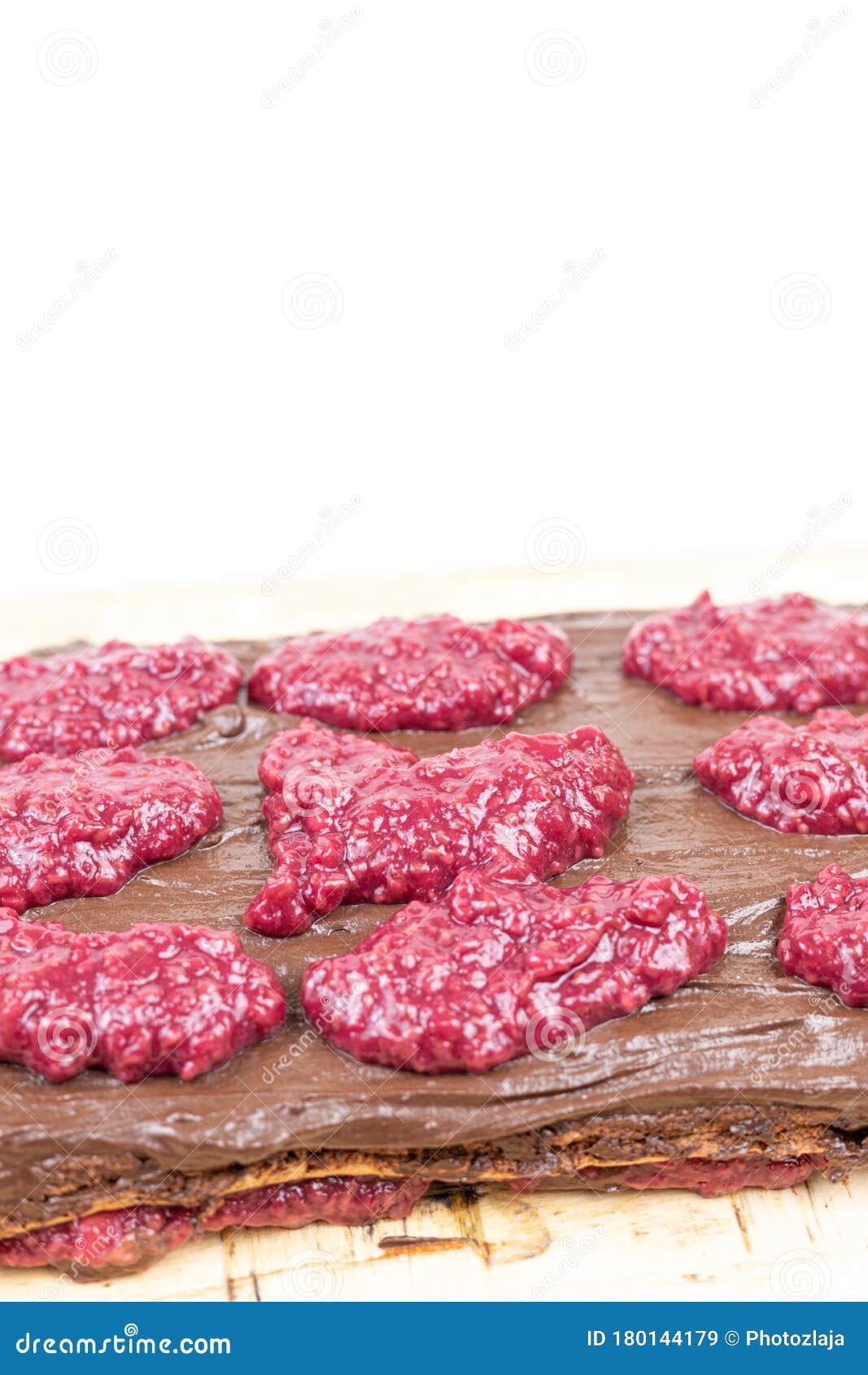 Chocolate Cake with Raspberry Gelatin with Copy Space Stock Image ...