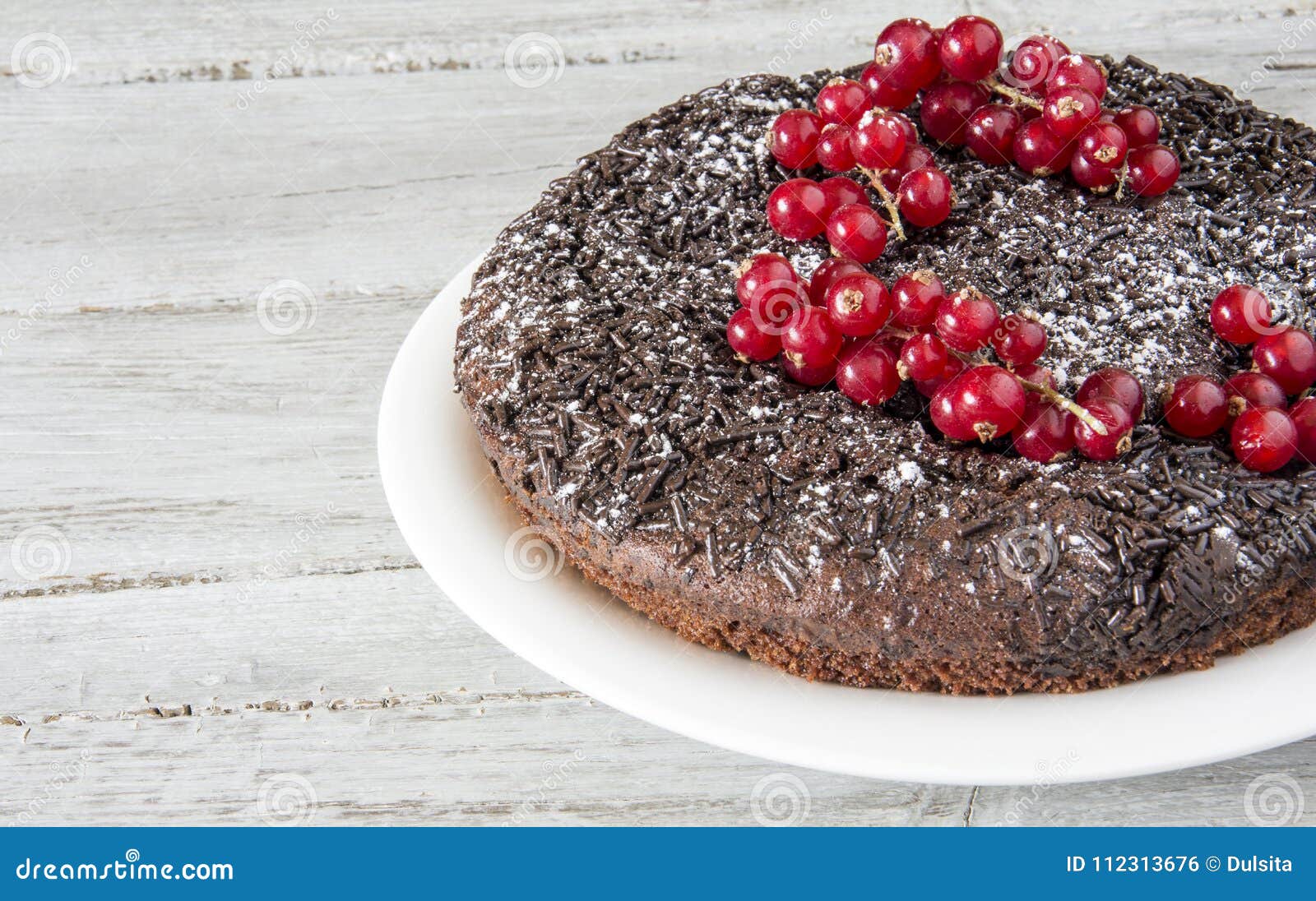 Chocolate Cake Served on a Plate Stock Photo - Image of buche, berries ...
