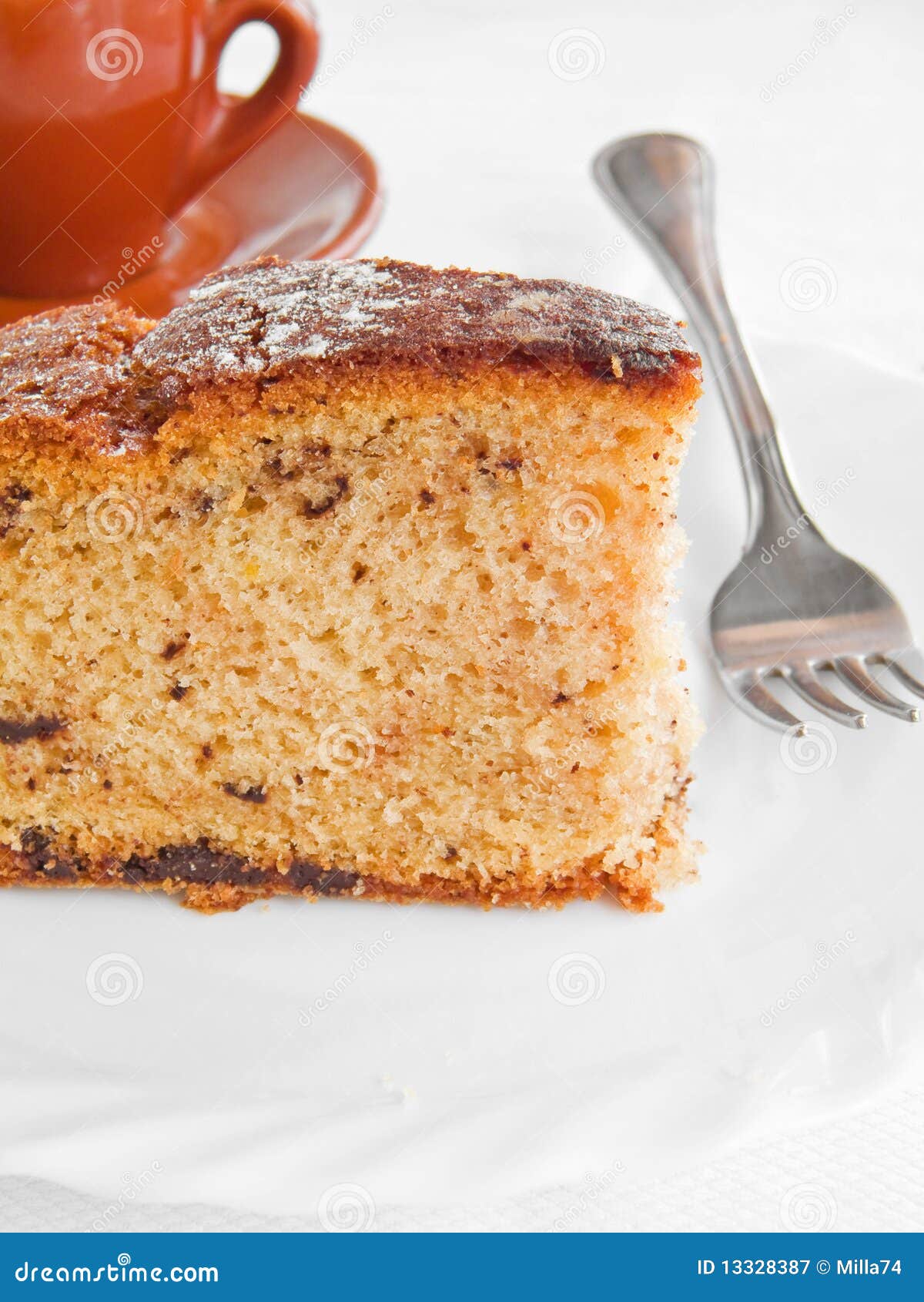 Chocolate Cake Slice at Breakfast. Stock Image - Image of aroma ...