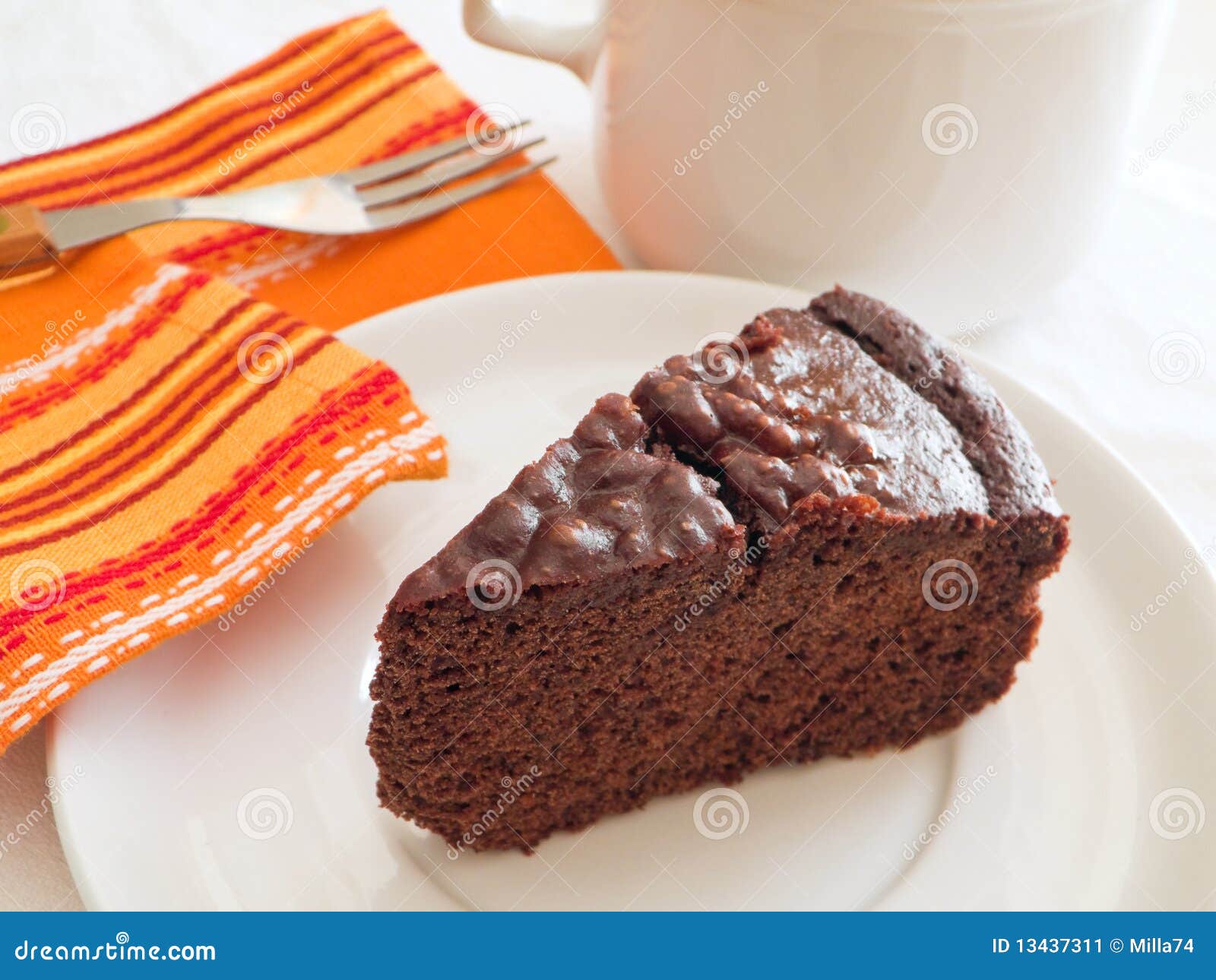Chocolate Cake Slice at Breakfast. Stock Image - Image of cocoa ...