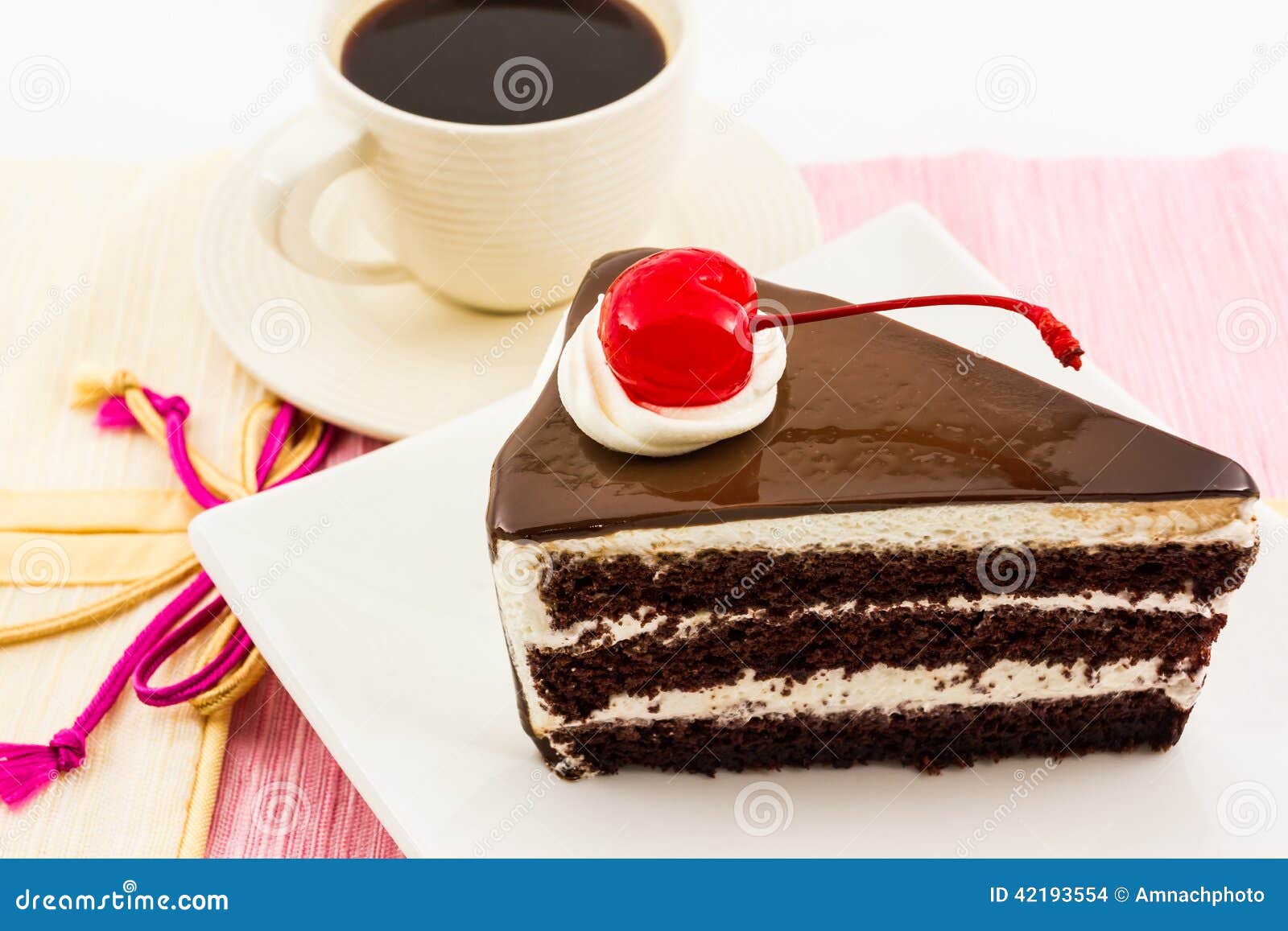 Chocolate Cake Slice and Coffee Cup. Stock Photo - Image of cake, break ...