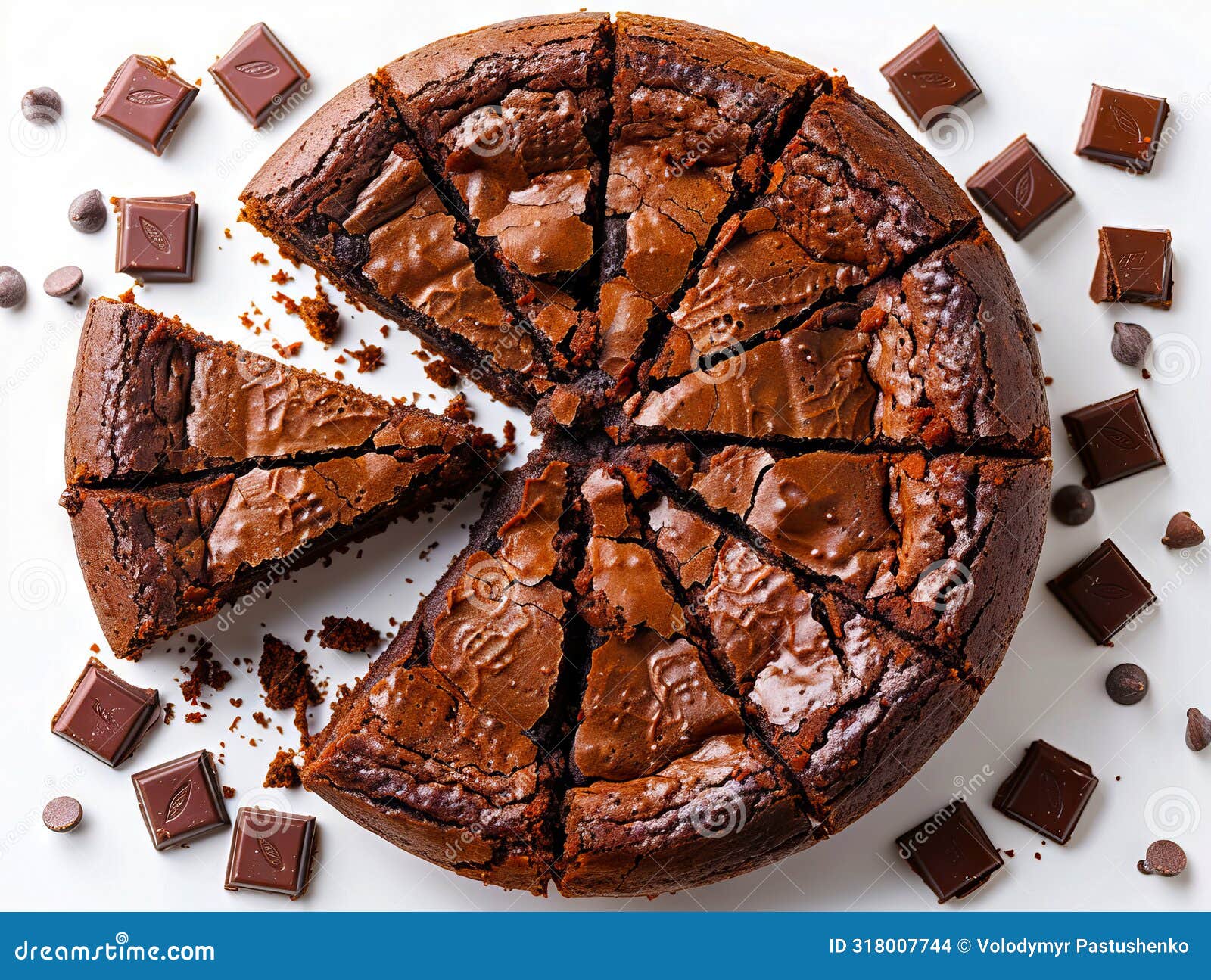 Chocolate Cake with a Slice Cut Out Stock Photo - Image of platter ...