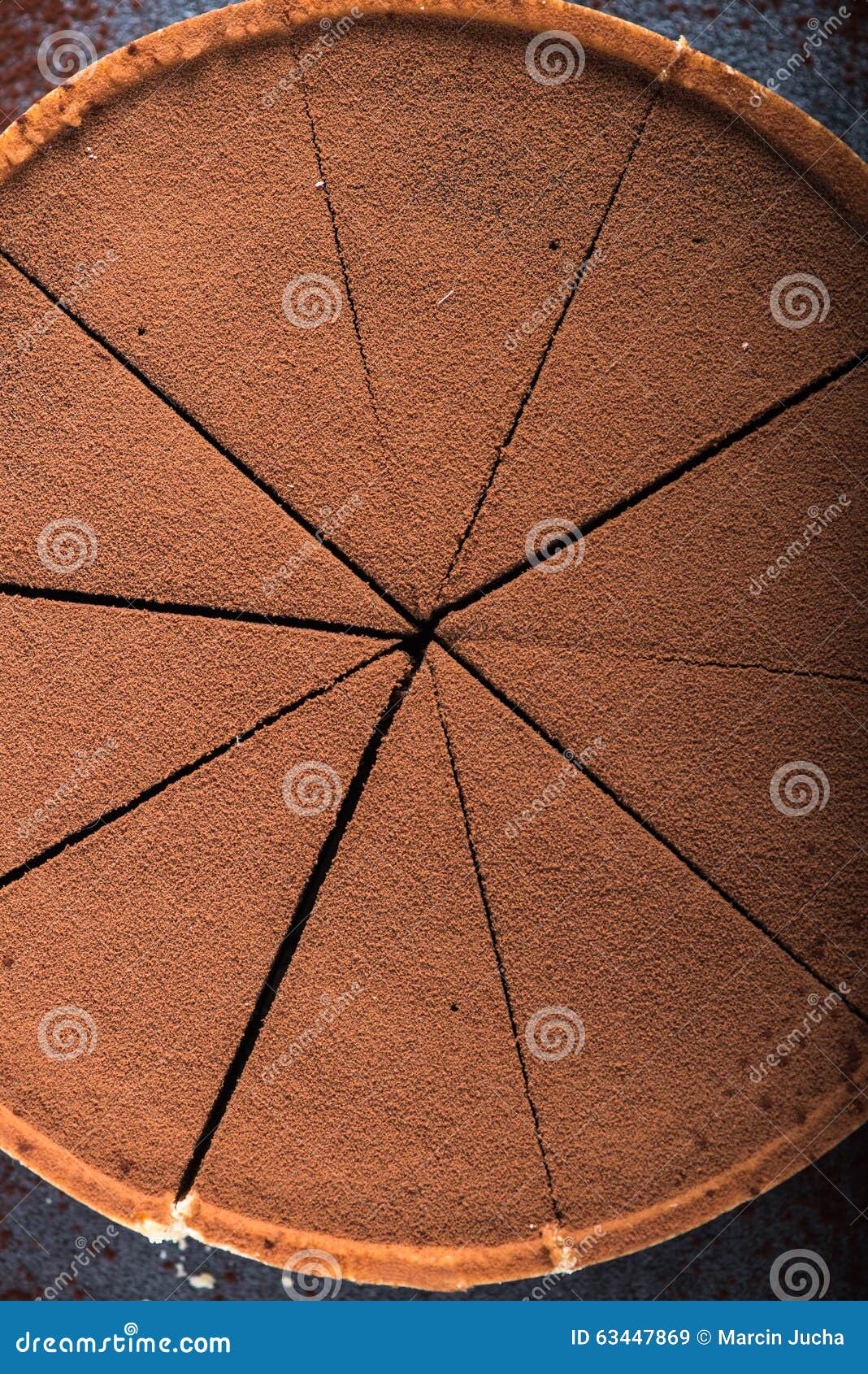 Chocolate Cake Sliced from Above Stock Image - Image of decorating ...