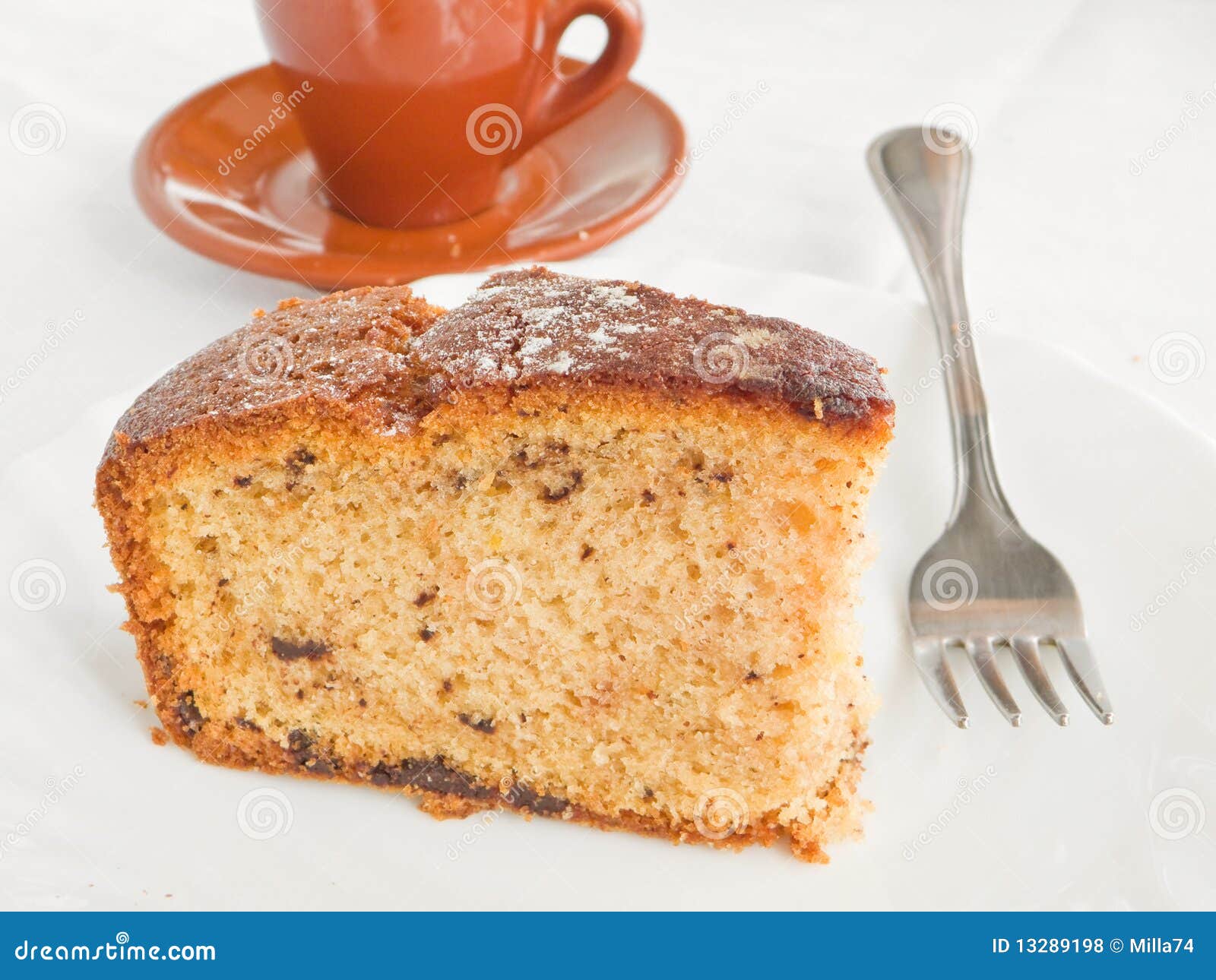 Chocolate Cake Slices at Breakfast on White Dish. Stock Photo - Image ...