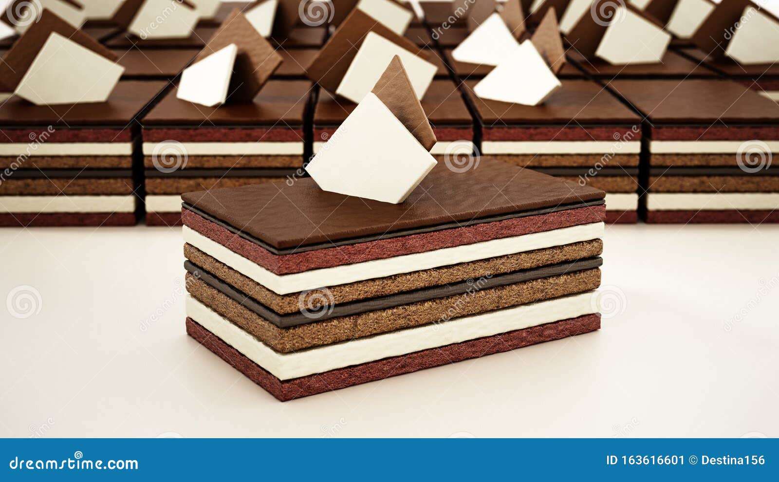 Chocolate Cake Slices with Multiple Layers. 3D Illustration Stock ...