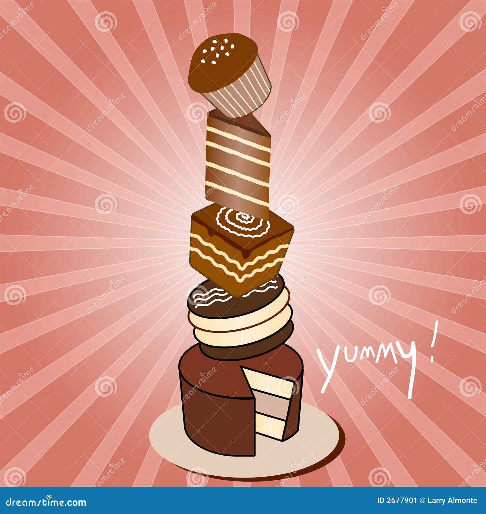 Chocolate Cake Stack stock vector. Illustration of sugary - 2677901