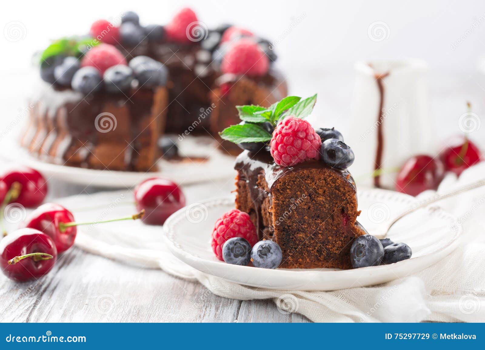 Chocolate Cake with Summer Berries Stock Image - Image of homemade ...