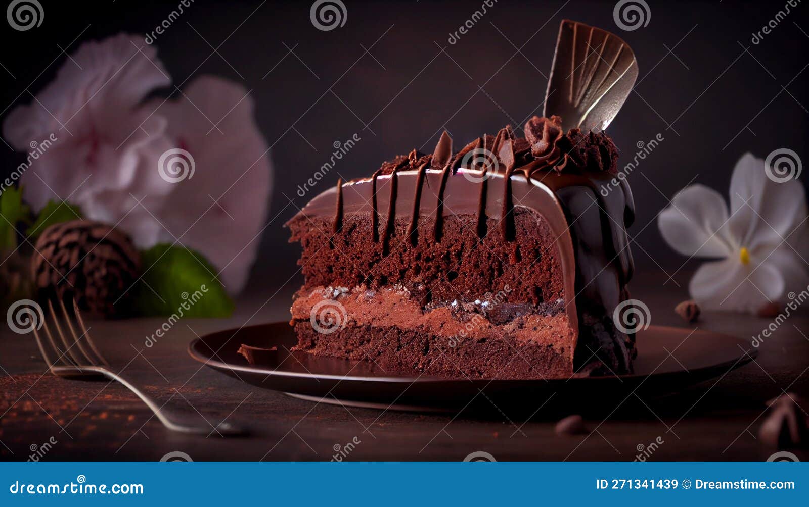 Chocolate Cake on the Table, Holiday Treat Stock Illustration ...