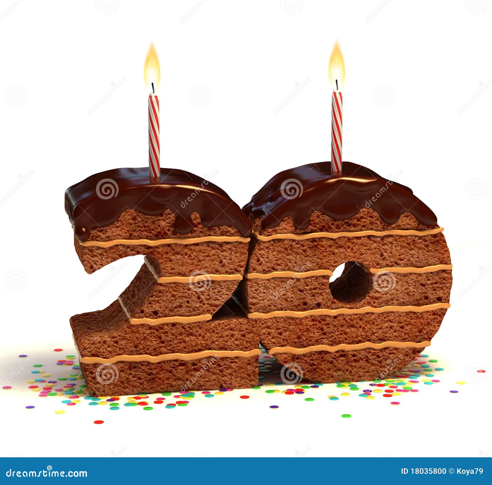 Chocolate Cake for Twentieth Birthday Stock Illustration - Illustration ...