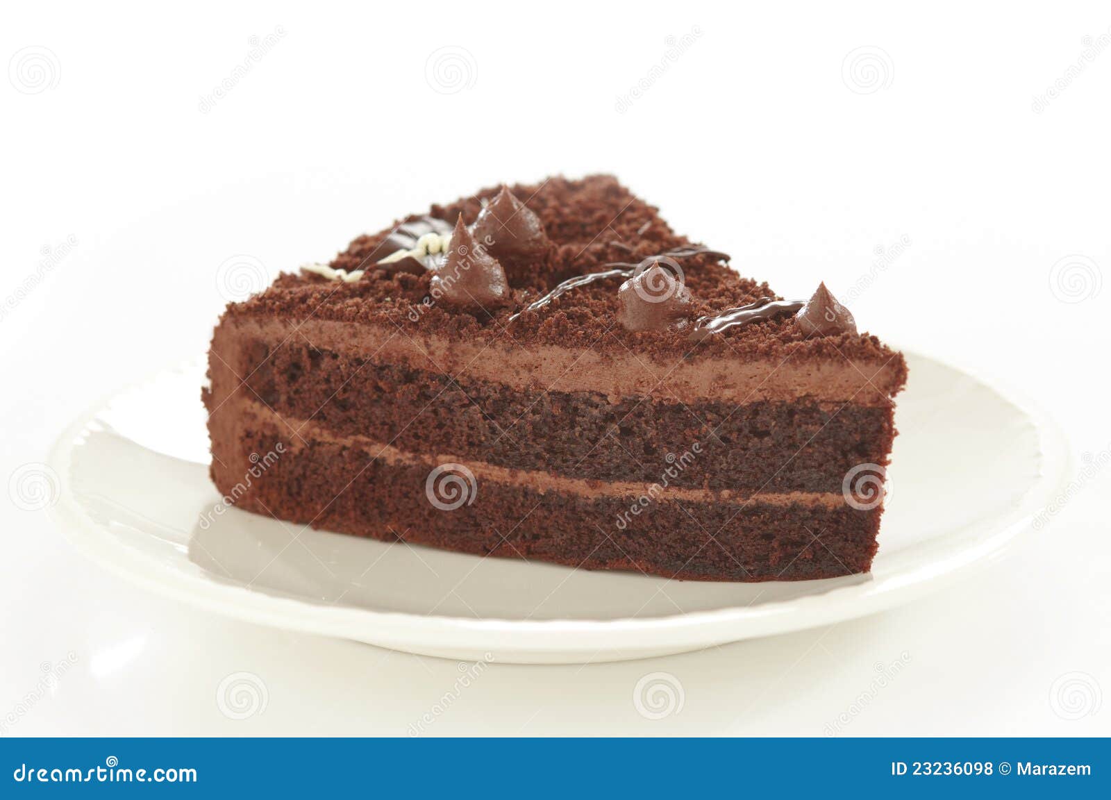 Chocolate Cake on White Plate Stock Photo - Image of party, tasty: 23236098