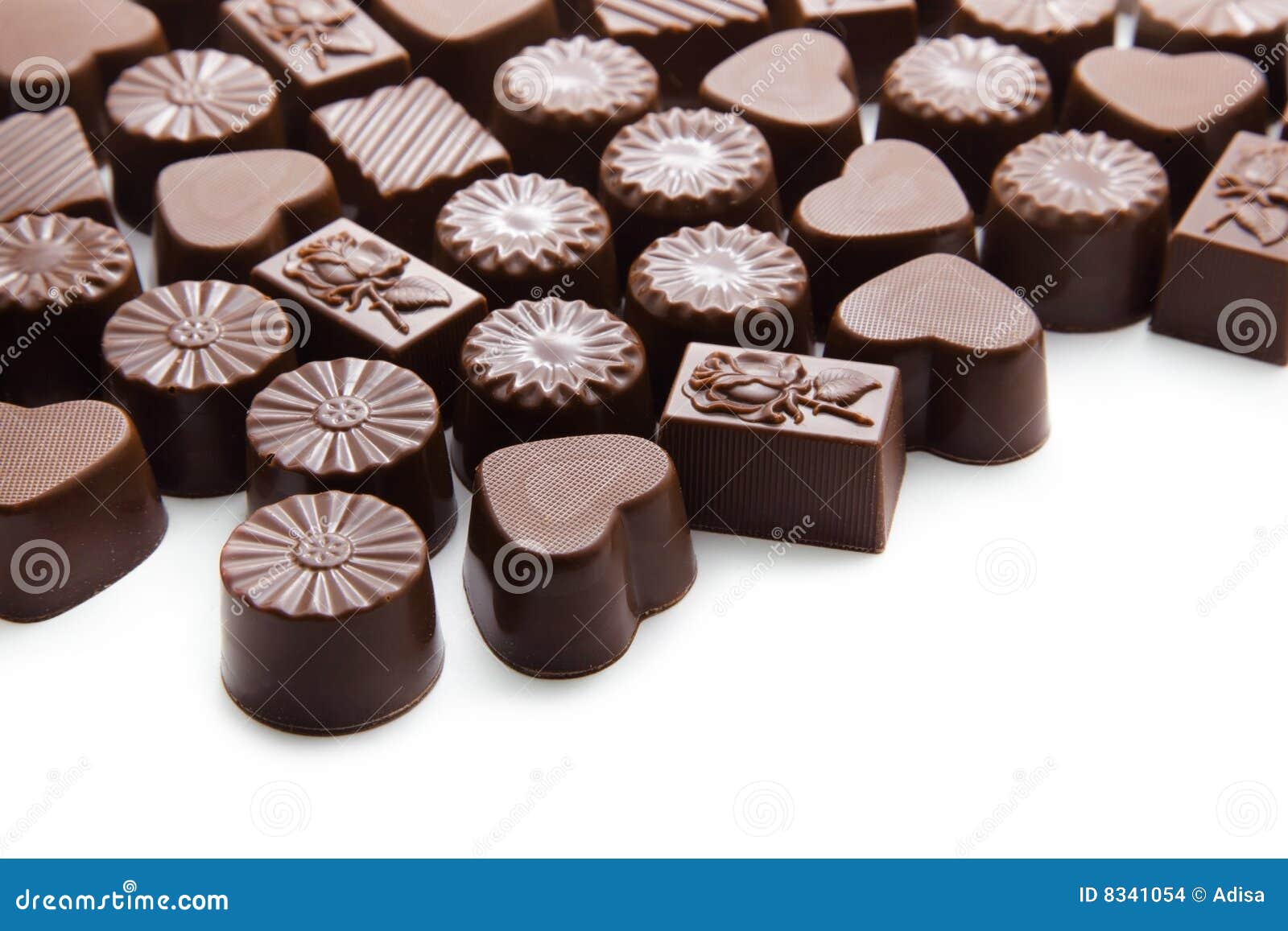 Chocolate Candies With Milk Strawberry Souffle Isolated On White ...