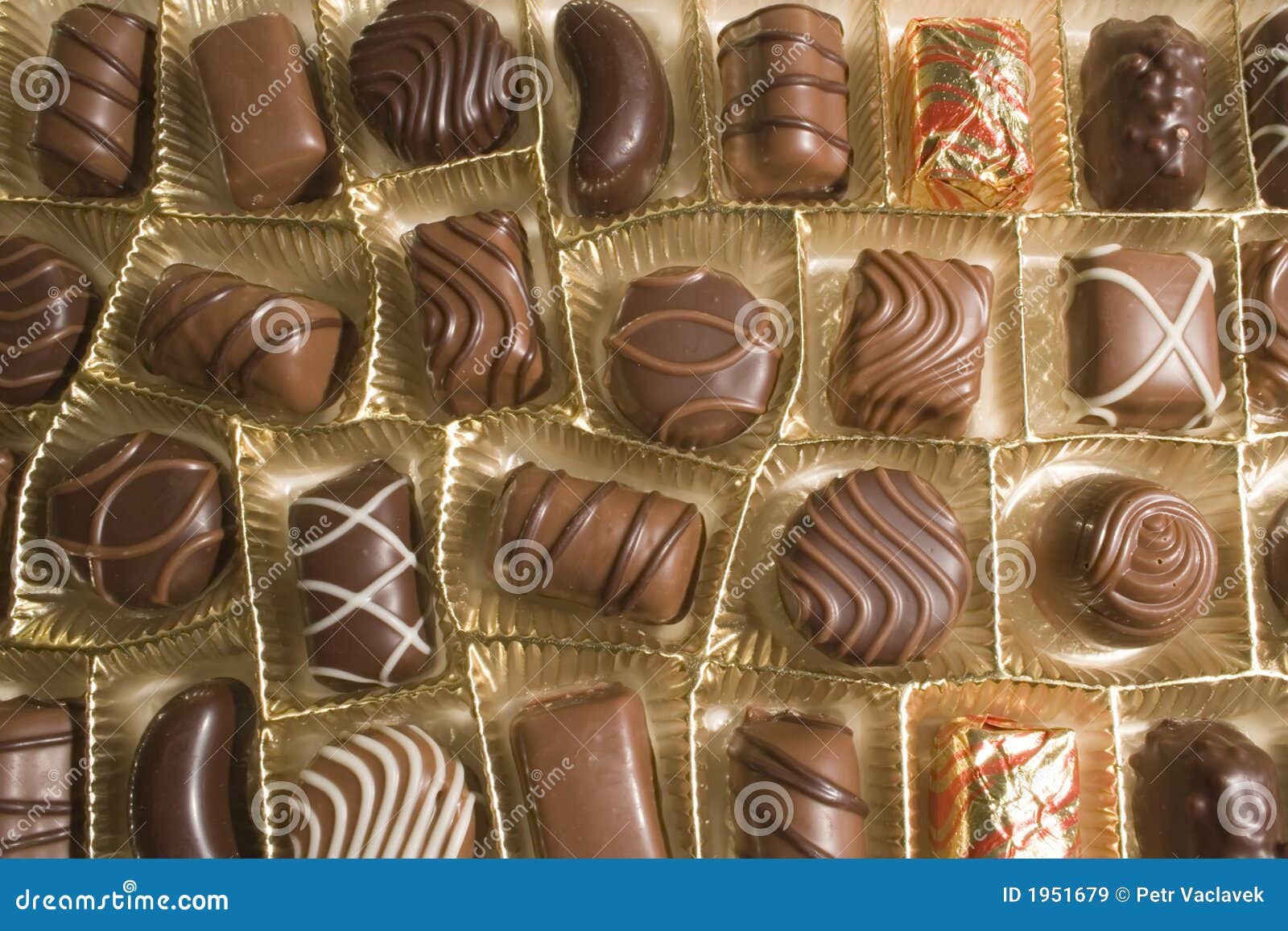 Chocolate candies in a box stock image. Image of piece - 1951679