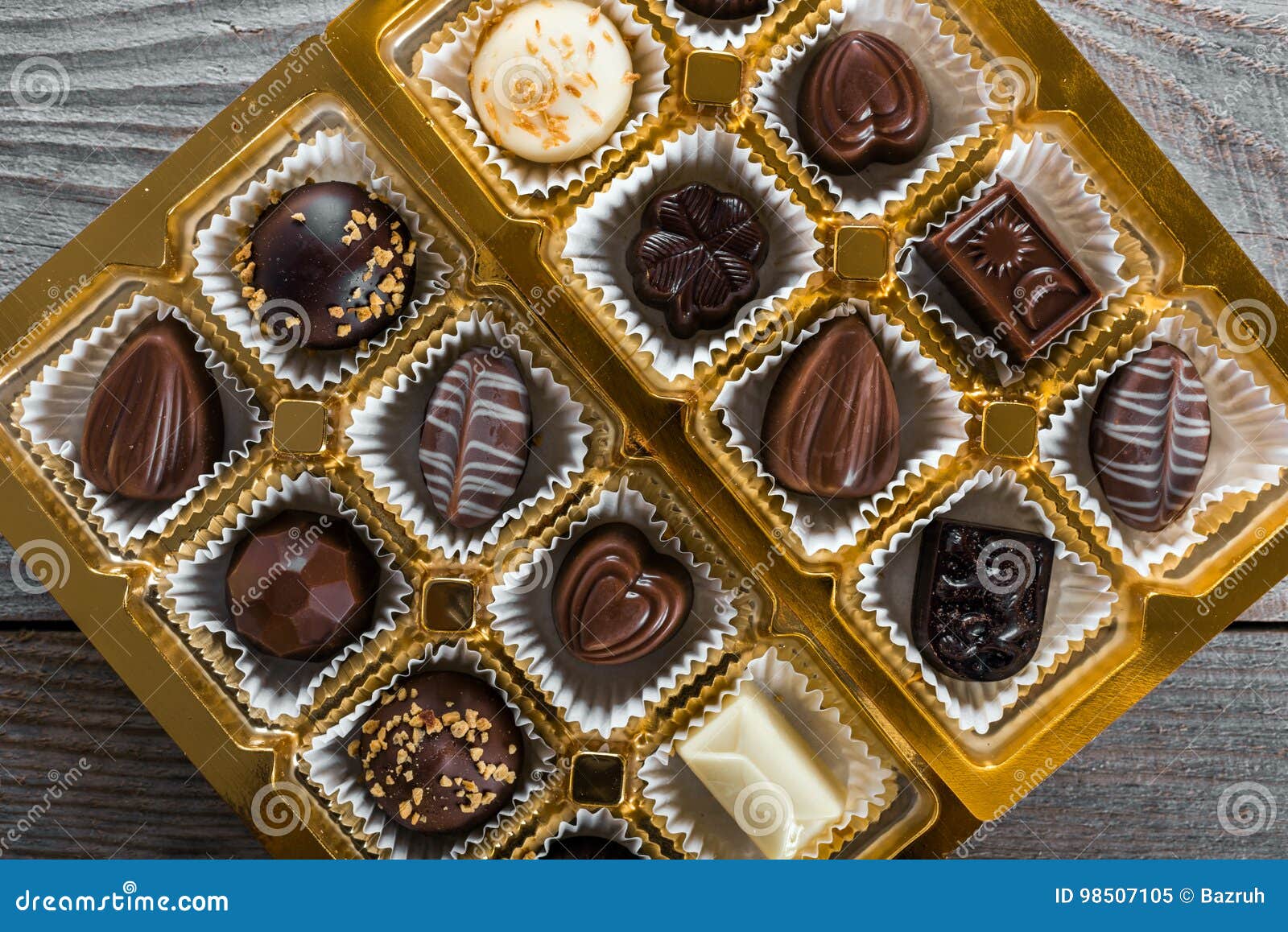 Chocolate candies box stock image. Image of candy, chocolate - 98507105