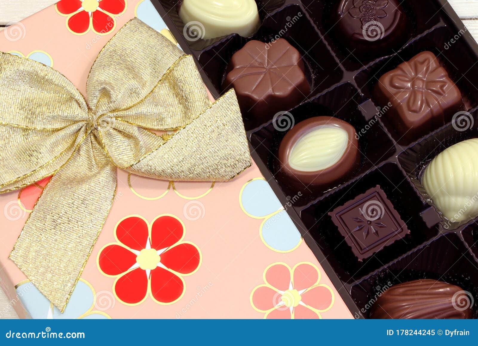 Chocolate Candies in a Box. Assortment of Candies Stock Image - Image ...