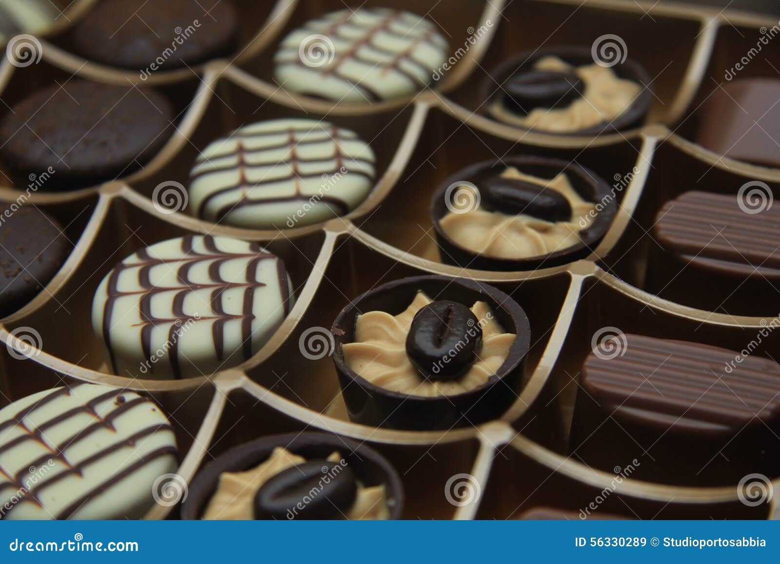 Chocolate candies in a box stock image. Image of cacao - 56330289