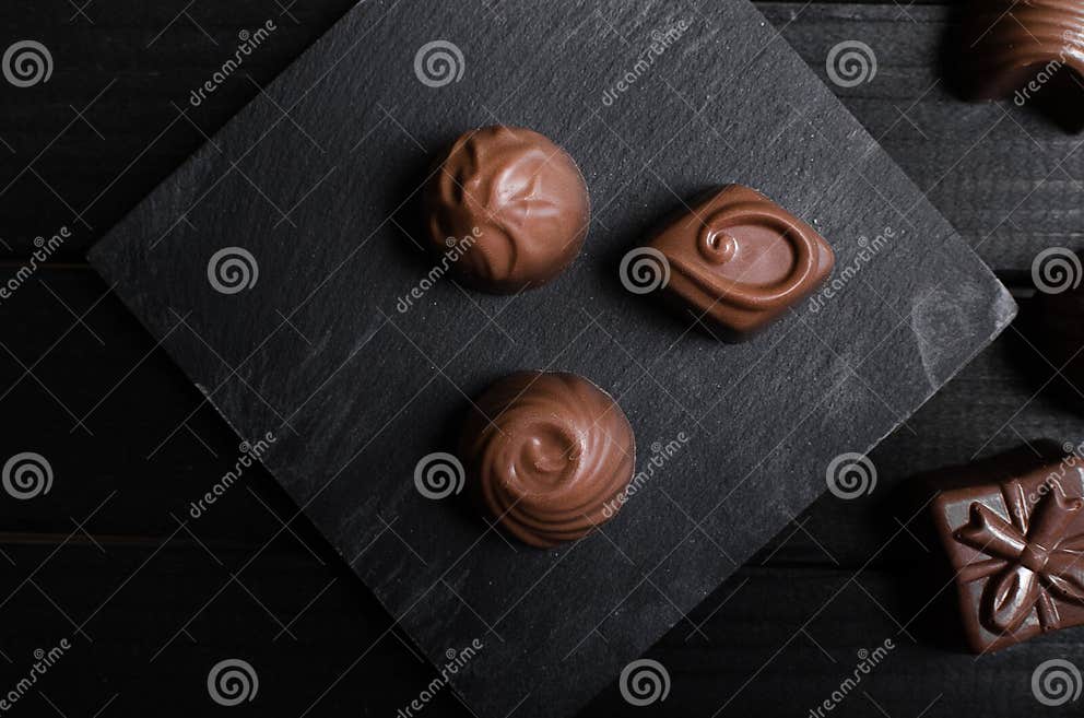 Chocolate Candies in the Different Forms and Taste Stock Image - Image ...