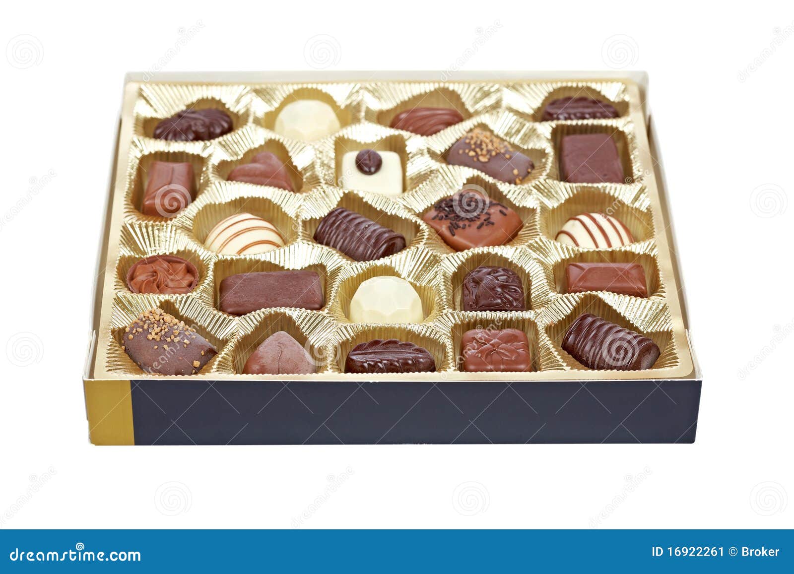 Chocolate Candies in a Gold Box Stock Image - Image of addiction ...