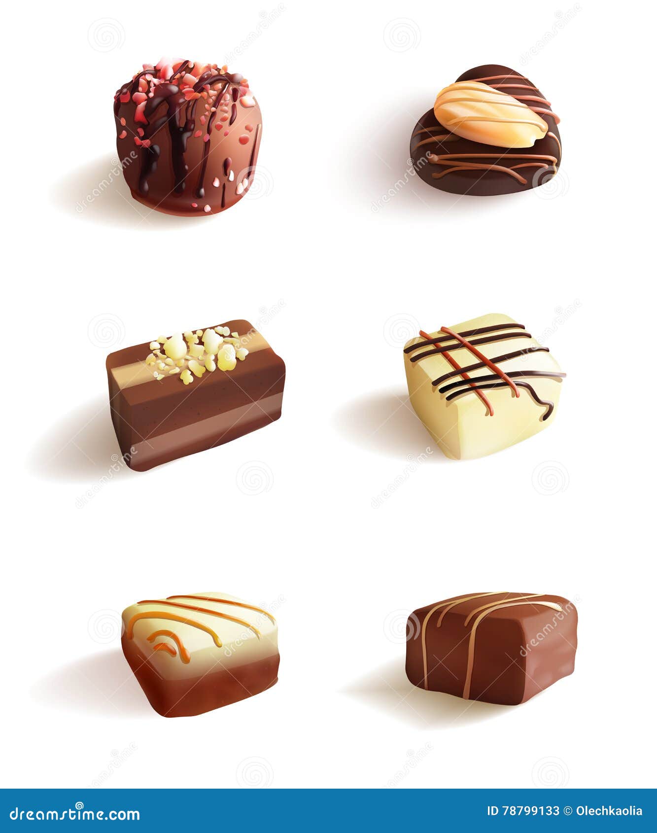 Chocolate Candies. Vector Realistic Illustration Stock Vector - Illustration of cream ...