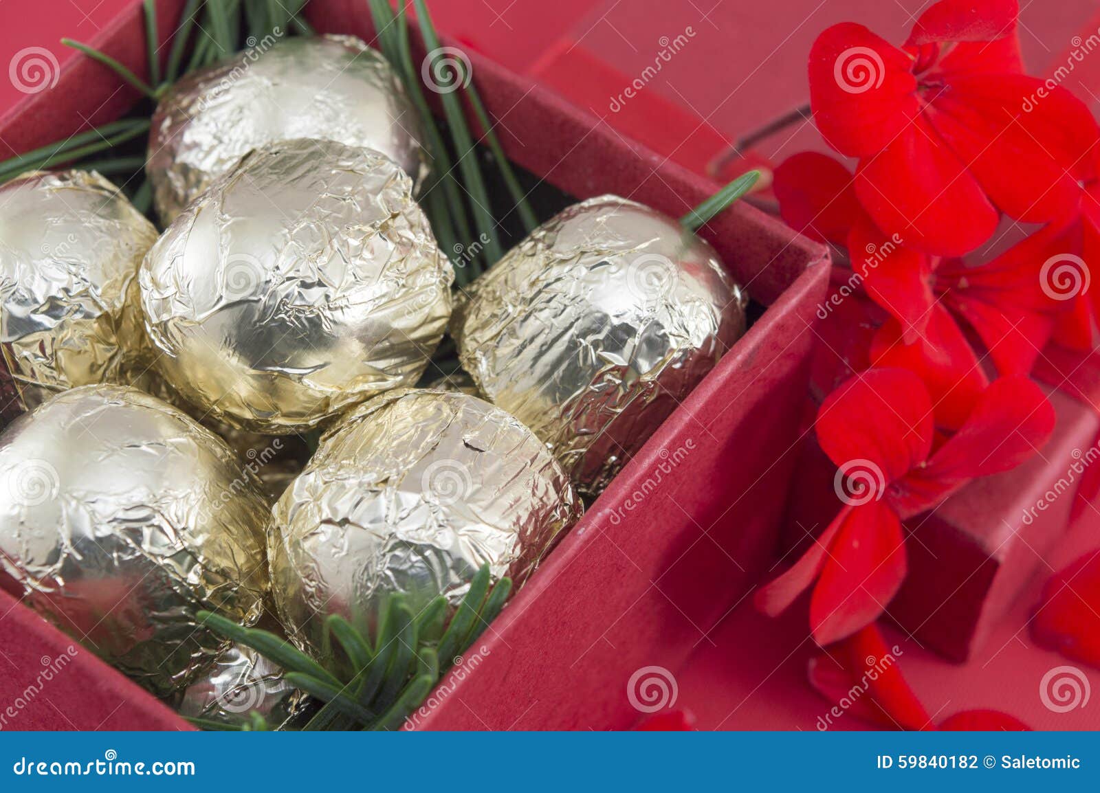 Chocolate Candies Wrapped in Golden Coloured Packaging Stock Photo ...