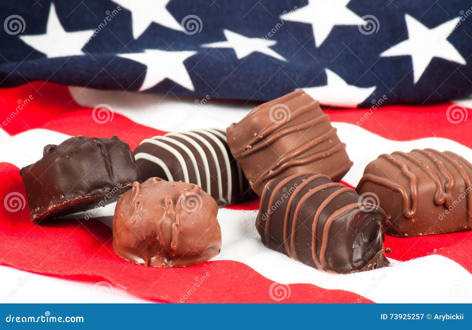 Chocolate Candy on American Flag Stock Image - Image of plate, food ...