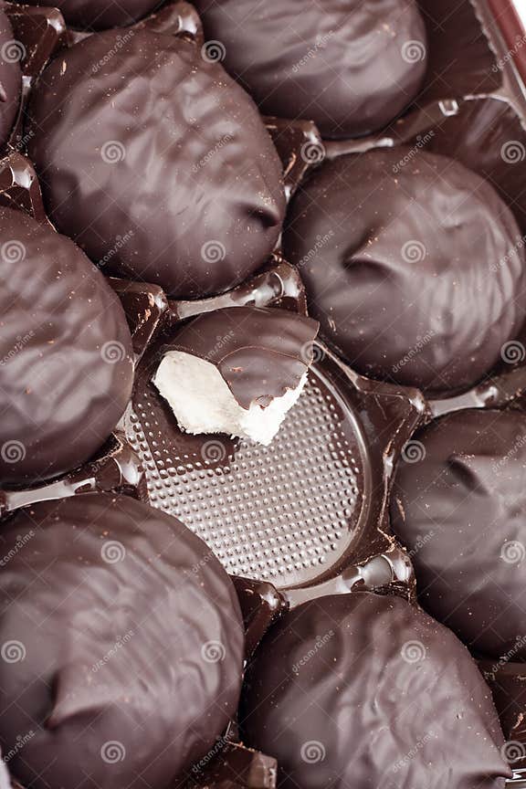 Chocolate Candy Bitten in Half. Stock Photo - Image of goodies ...