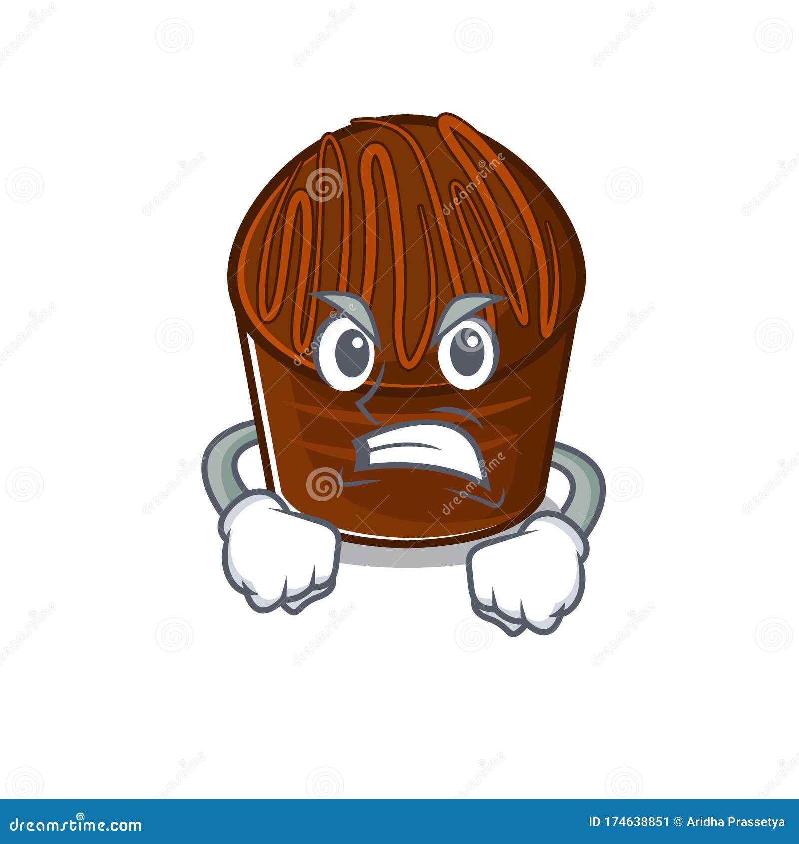 Chocolate Candy Cartoon Character Style Having Angry Face Stock Vector ...