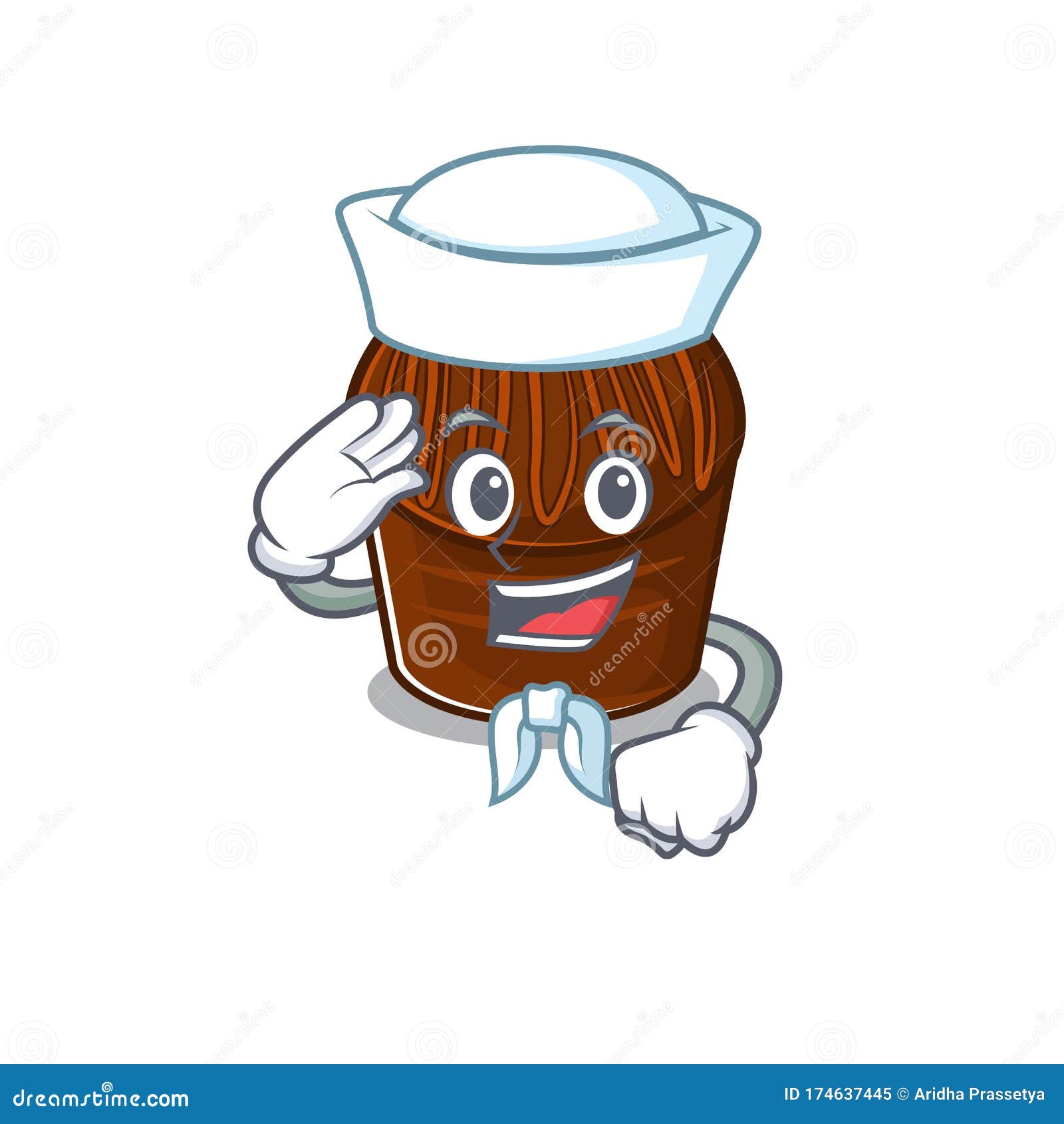 Chocolate Candy Cartoon Concept Sailor Wearing Hat Stock Vector ...