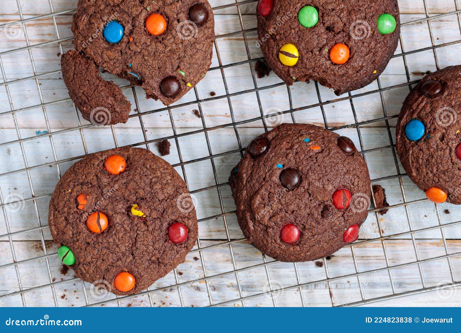 Chocolate candy cookies stock photo. Image of soft, chips - 224823838