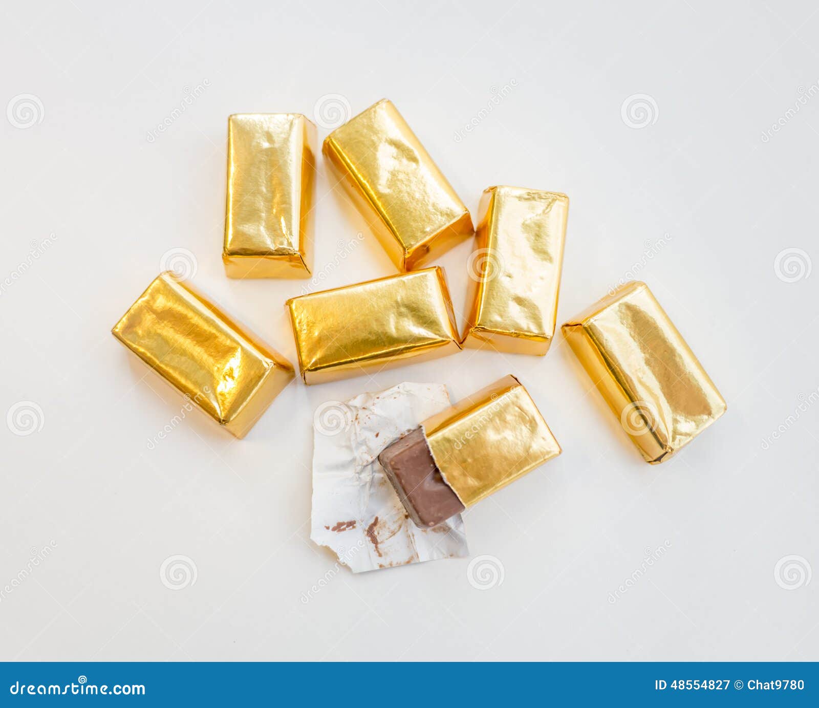 Chocolate Candy In Golden Wrap Stock Image - Image of dessert, snack ...