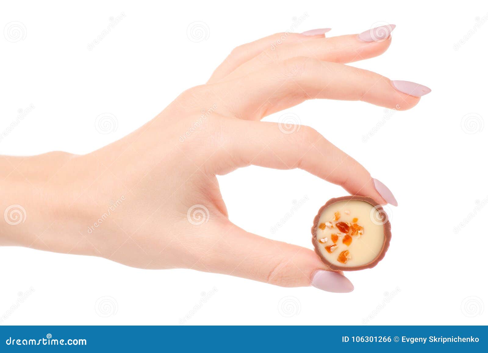 Chocolate candy in hand stock photo. Image of female - 106301266