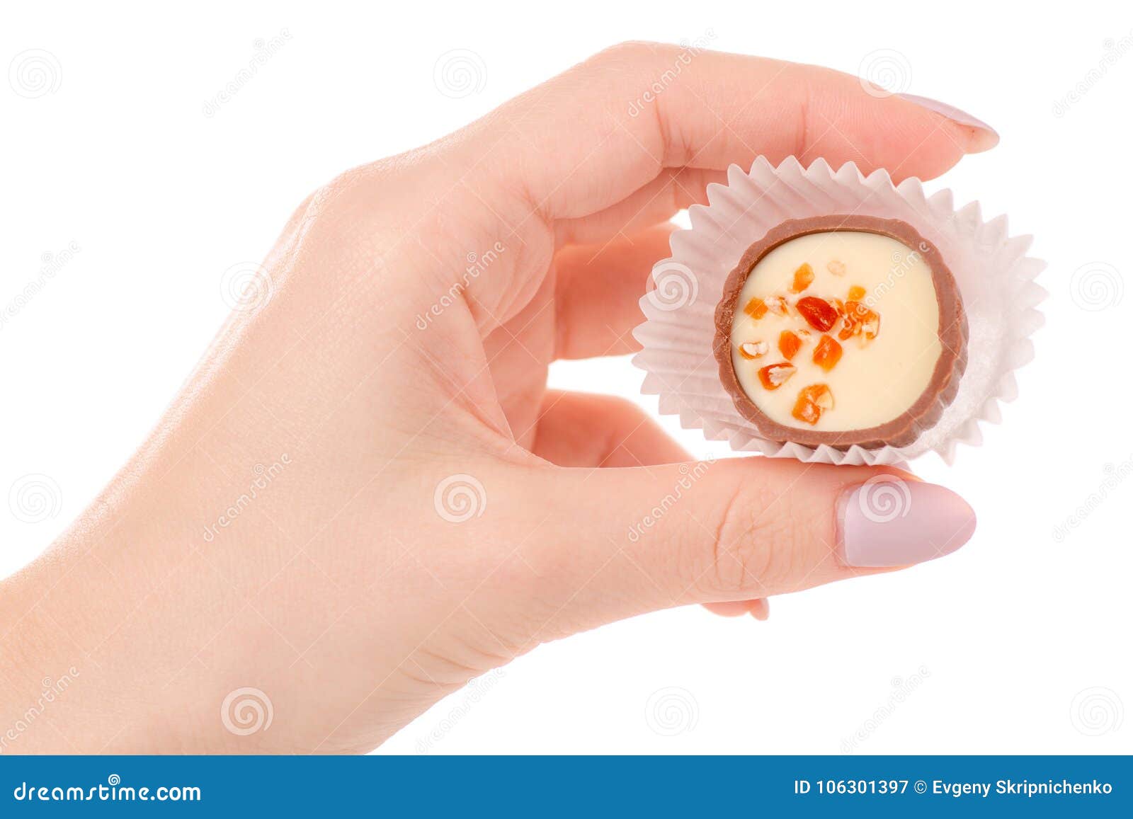 Chocolate candy in hand stock image. Image of closeup - 106301397